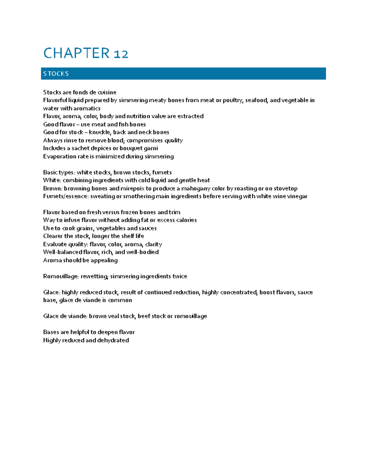 Stocks for Soup and Stews - CHAPTER 12 STOCKS Stocks are fonds de ...