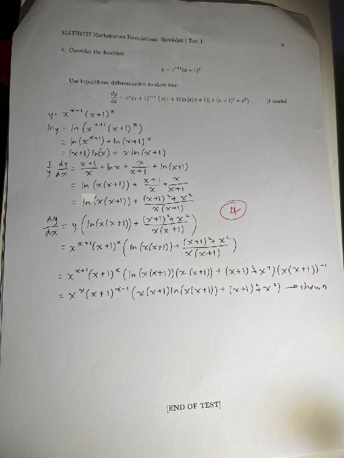 MATH 1722 Test1 2024 Sem2 Solution - MATH1722 Mathematics Foundations ...