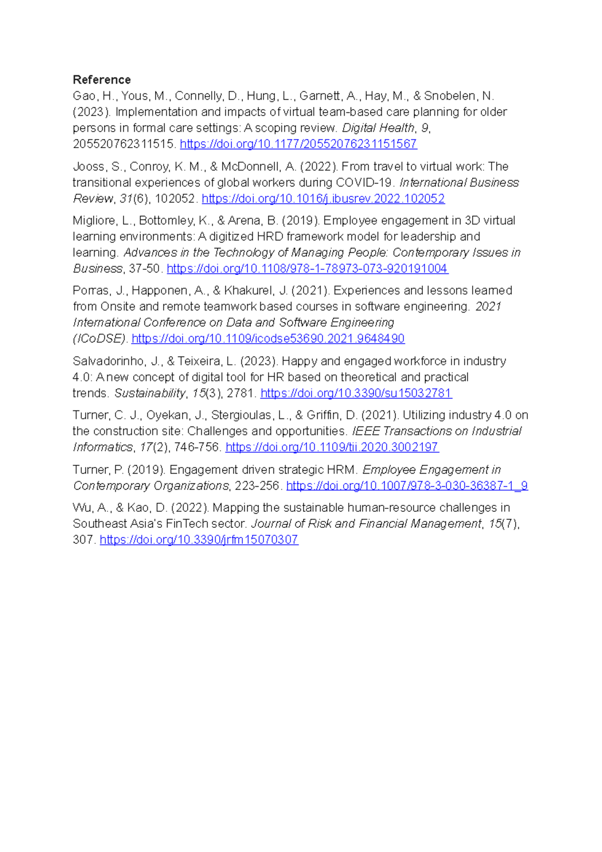 References HRM - fffff - Reference Gao, H., Yous, M., Connelly, D ...