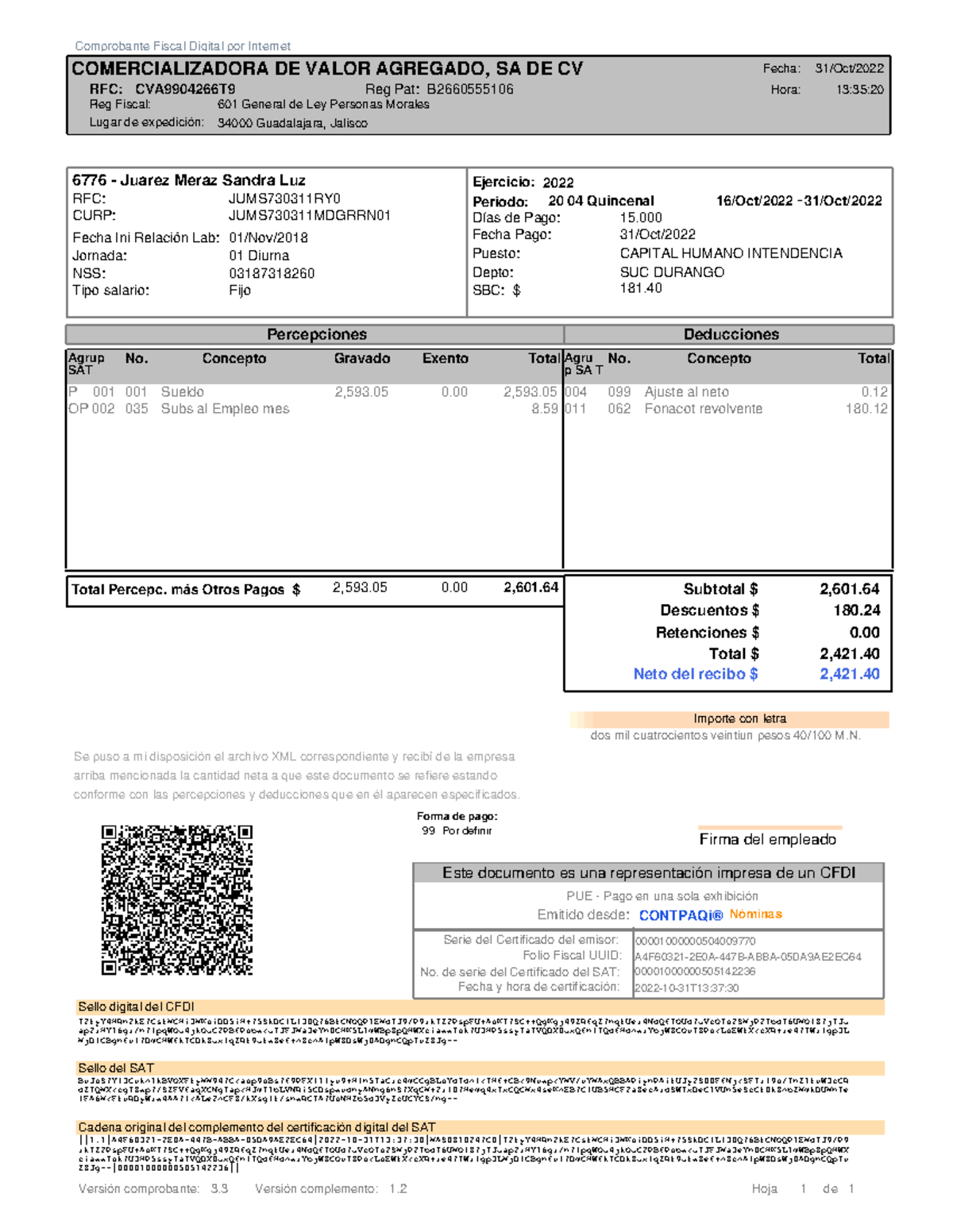 RE5106Q2022 20 6776 C64 - Comprobante Fiscal Digital por Internet ...