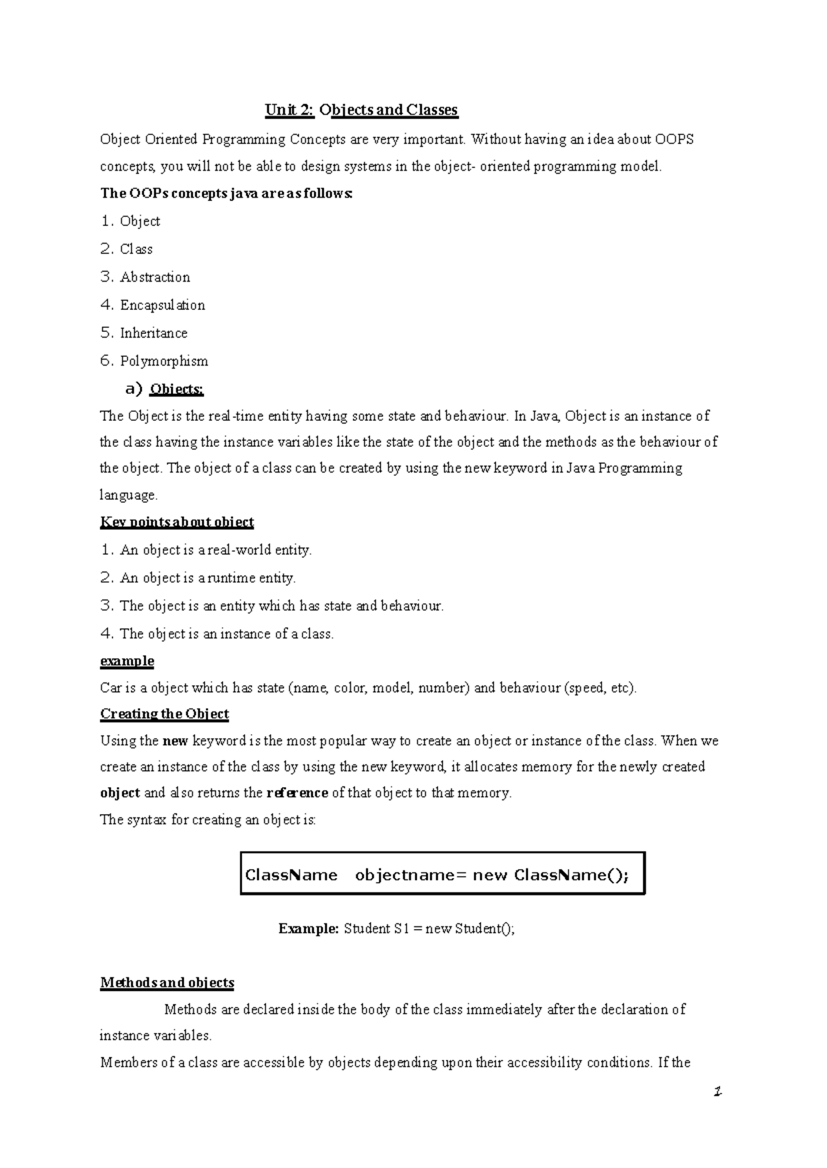 Unit 2 Objects And Classes 11 06 2024 Classname Objectname New Classname Unit 2 Objects