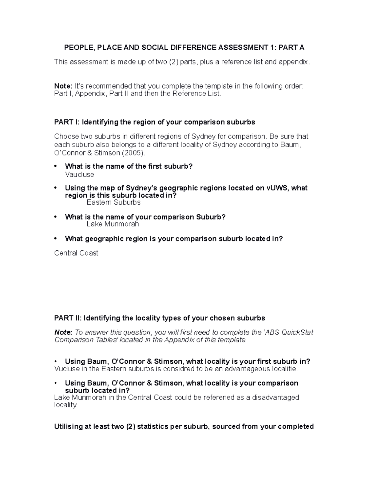 Assessment 1 Statistical Report Part A Template 2021(1) - PEOPLE, PLACE ...