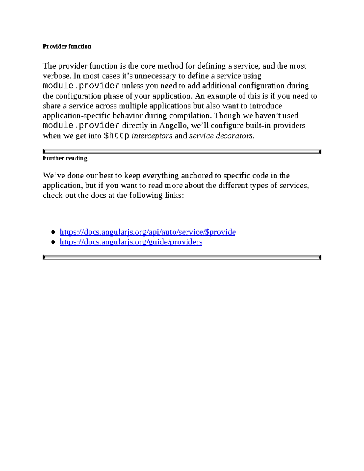 Web Devlopment In Angular Js In Action Provider Function The Provider Function Is The Core