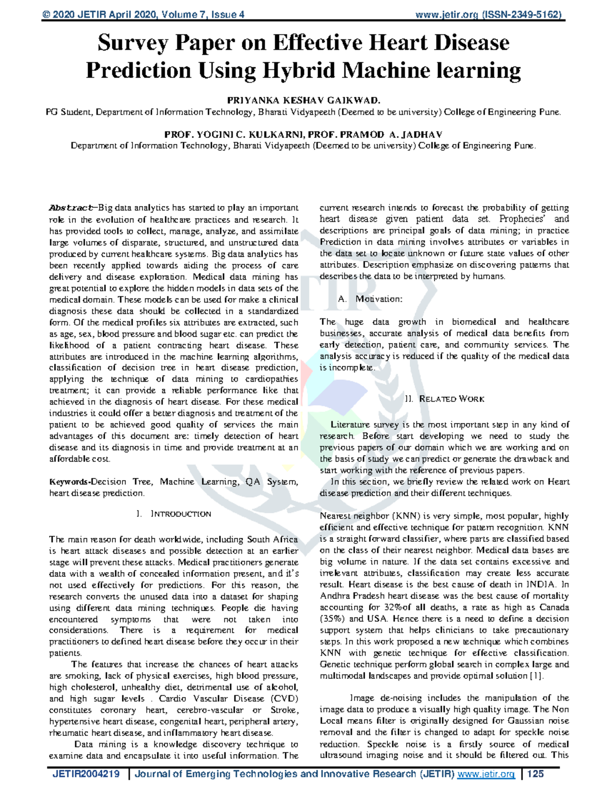 Jetir 2004 219 - nothing - © 2020 JETIR April 2020, Volume 7, Issue 4 ...