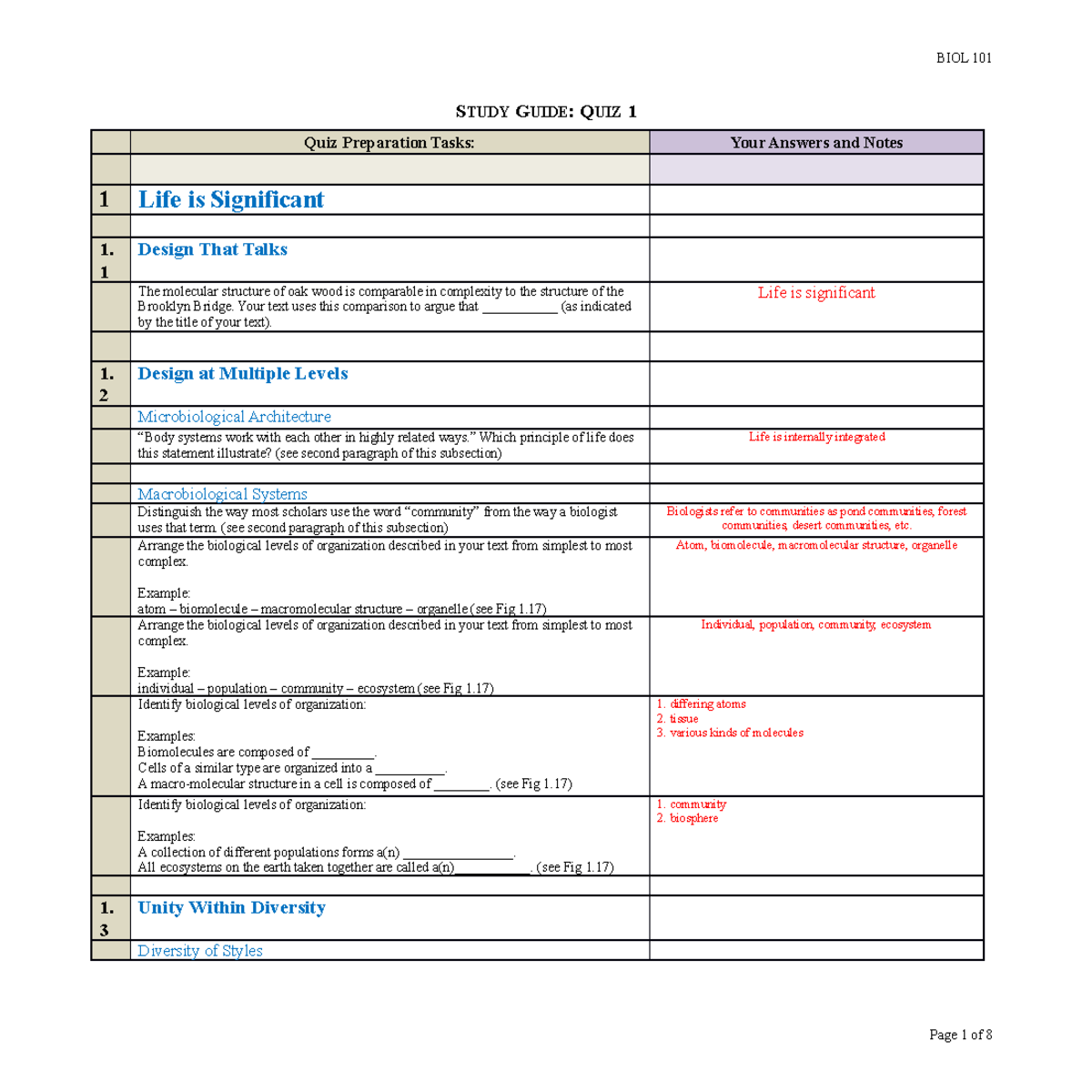 Study Guide Quiz 1(2) - STUDY GUIDE: QUIZ 1 Quiz Preparation Tasks ...