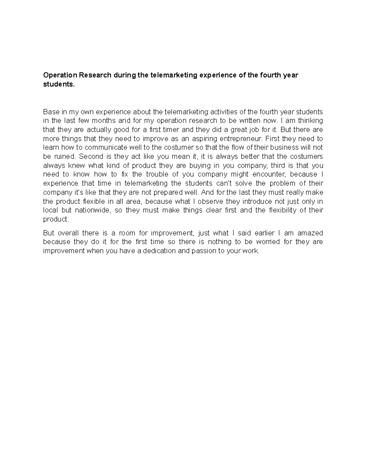 Operational research example - Operation Research during the ...