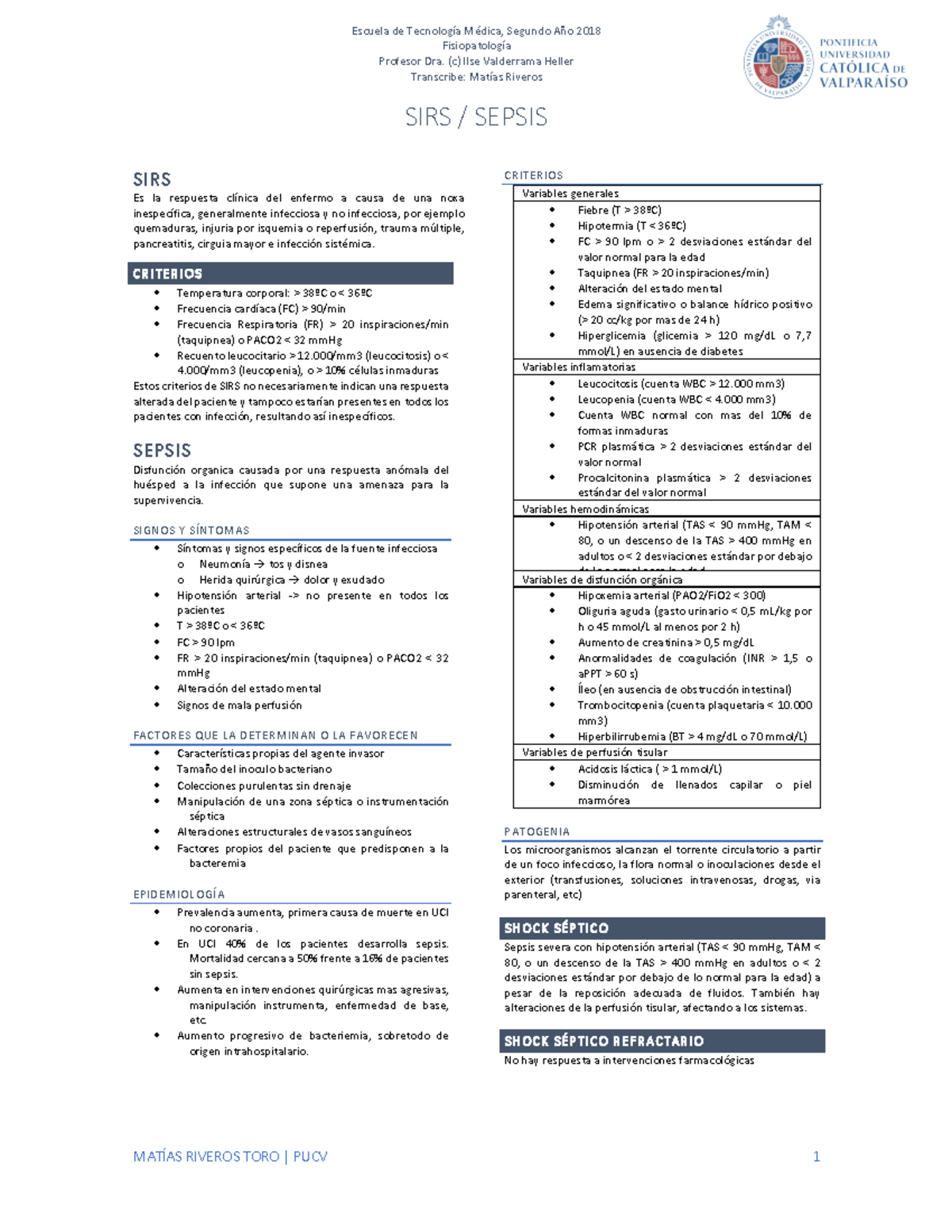 SIRS (SÍNDROME DE RESPUESTA INFLAMATORIA SISTÉMICA) - SEPSIS - Escuela ...