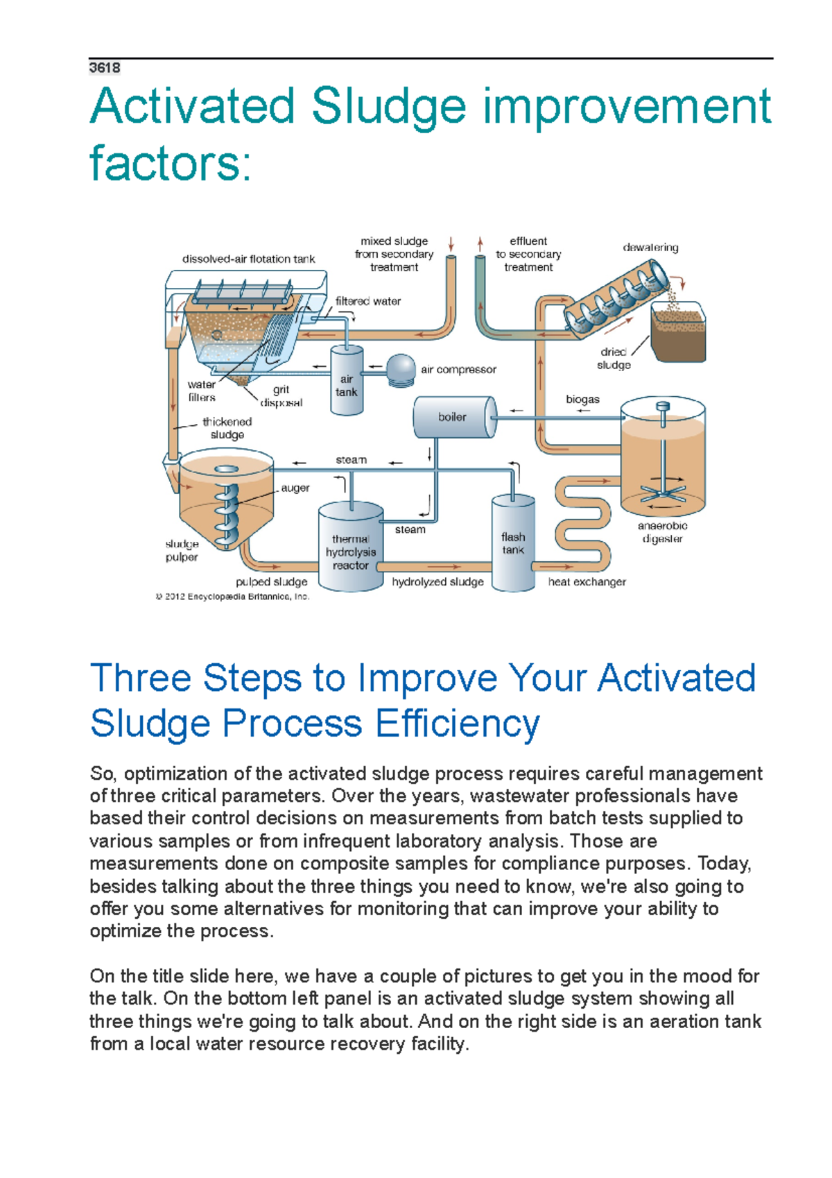 EBT assignmnt - 3618 Activated Sludge improvement factors: Three Steps ...