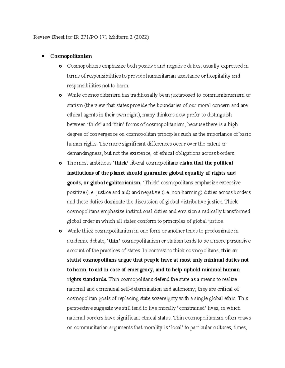 Review Sheet for IR 271 MT 2- 2022 - Review Sheet for IR 271/PO 171 ...