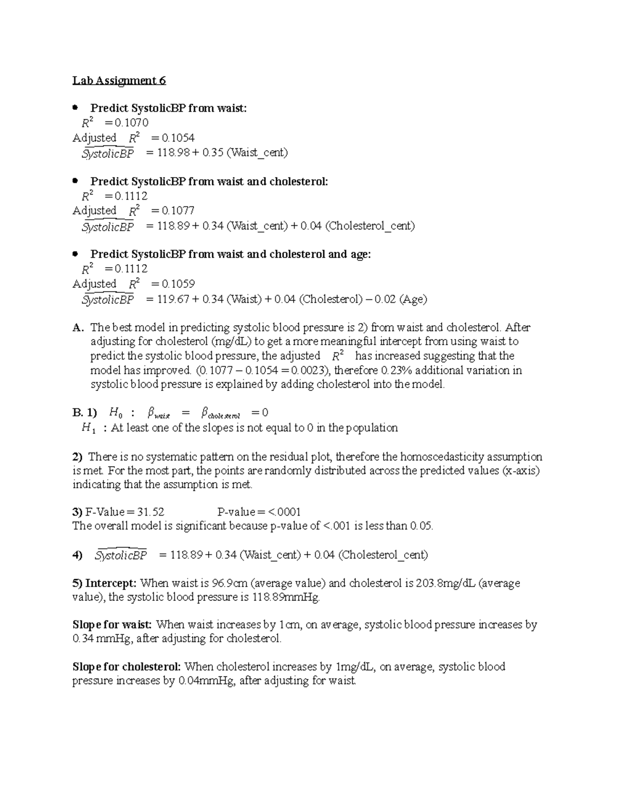 Lab Assignment 6 - HLSC 3P07 - Brocku - Studocu
