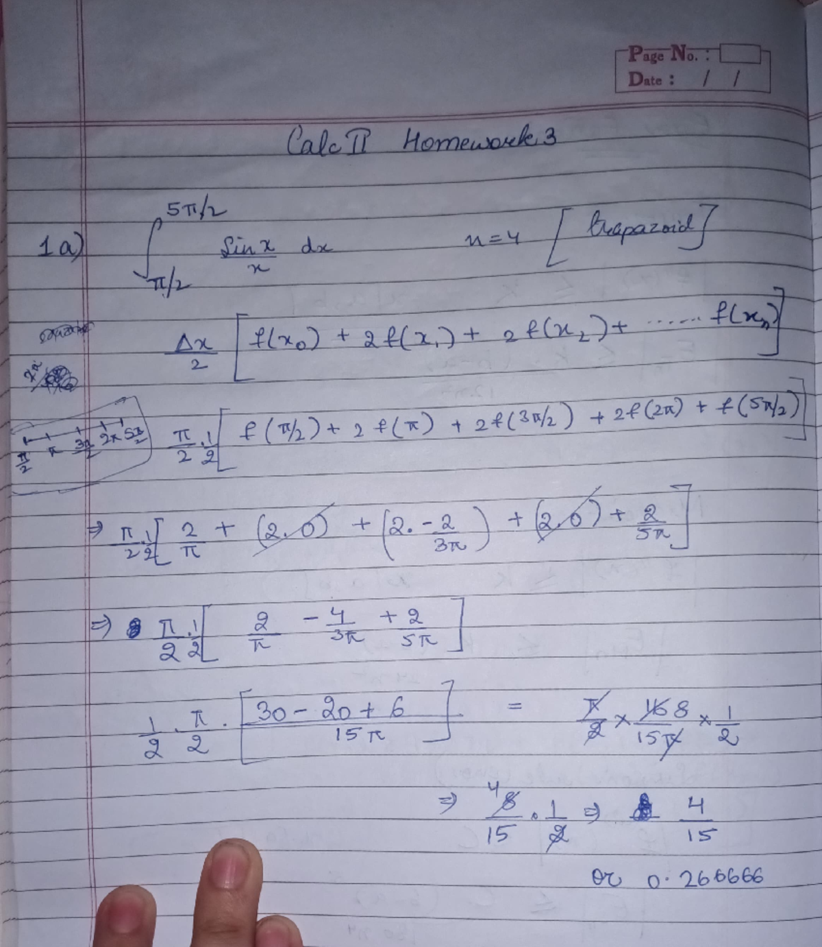 Calc II hw3 - calc2 - Page No. O Date / Cale T Homeusouk. 5T bhapazail 1a A do A 2 T P(%+2 (r) 1 ...