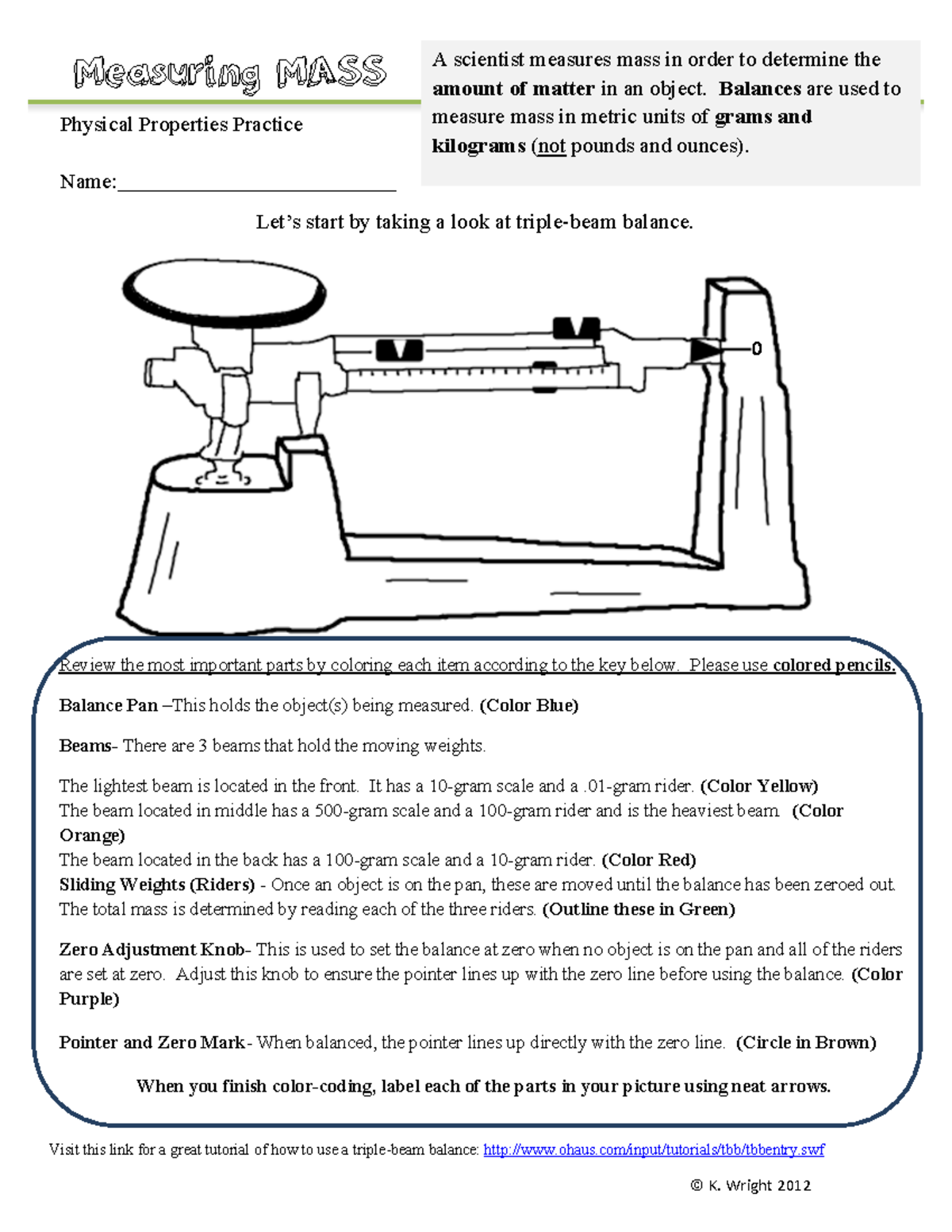 Mass - Getting the mass of an object exercise - Visit this link for a ...