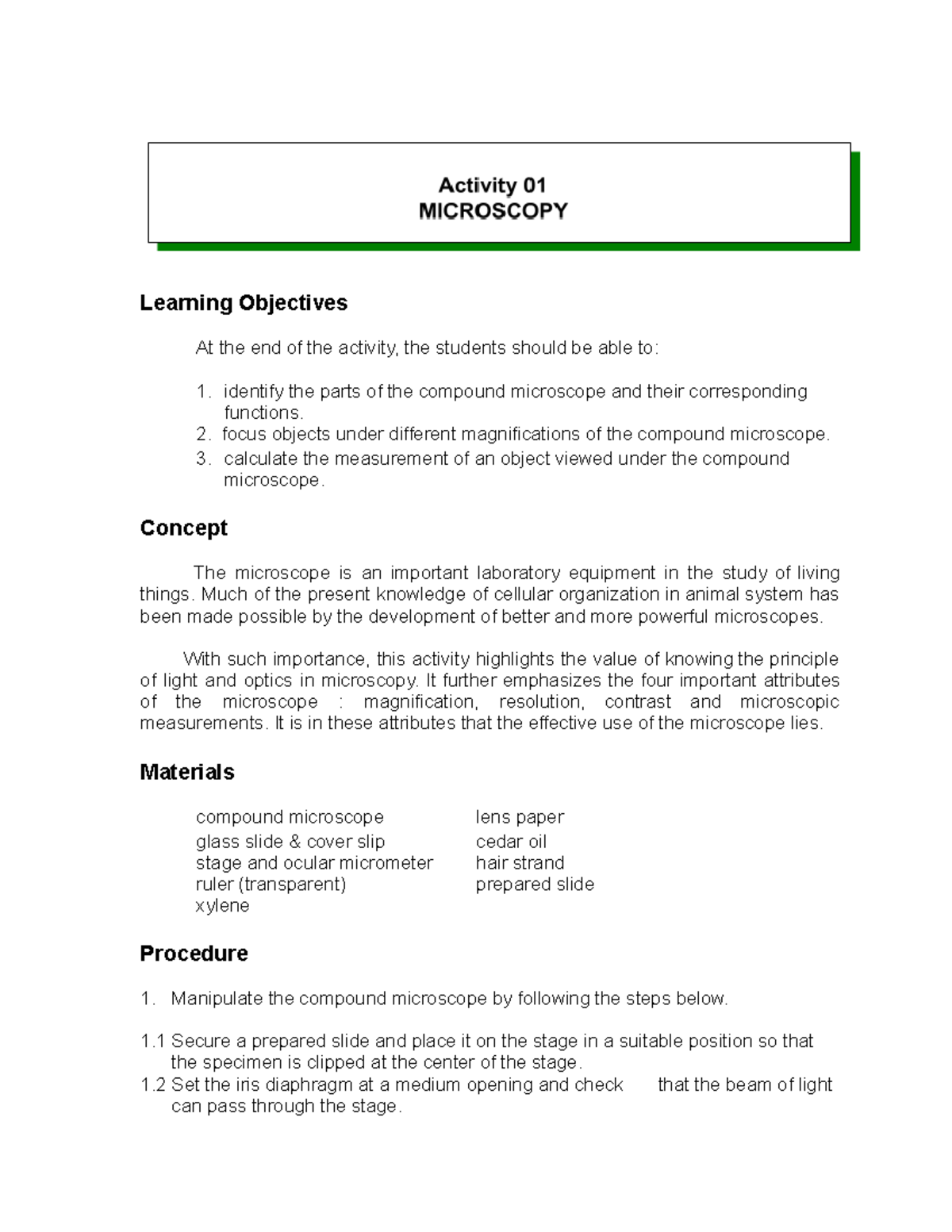 Zoology-lab-1 - Worksheet - Learning Objectives At the end of the ...