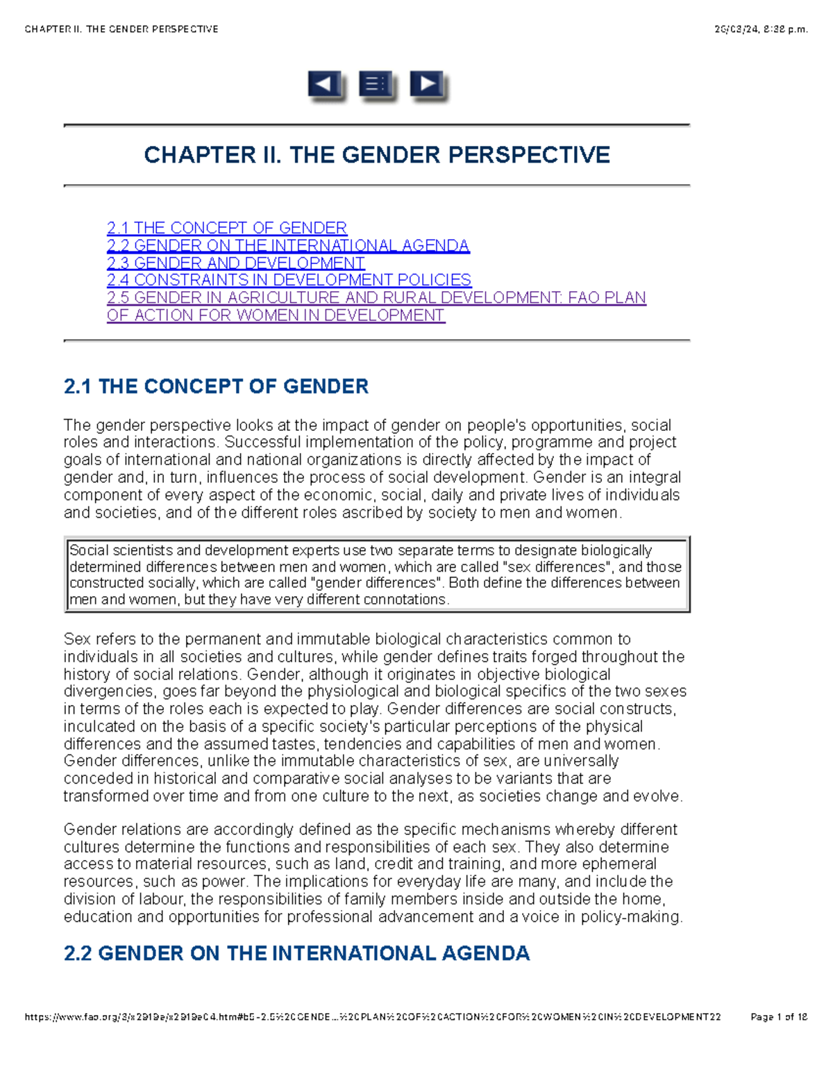 Chapter II. THE Gender Perspective - - Studocu