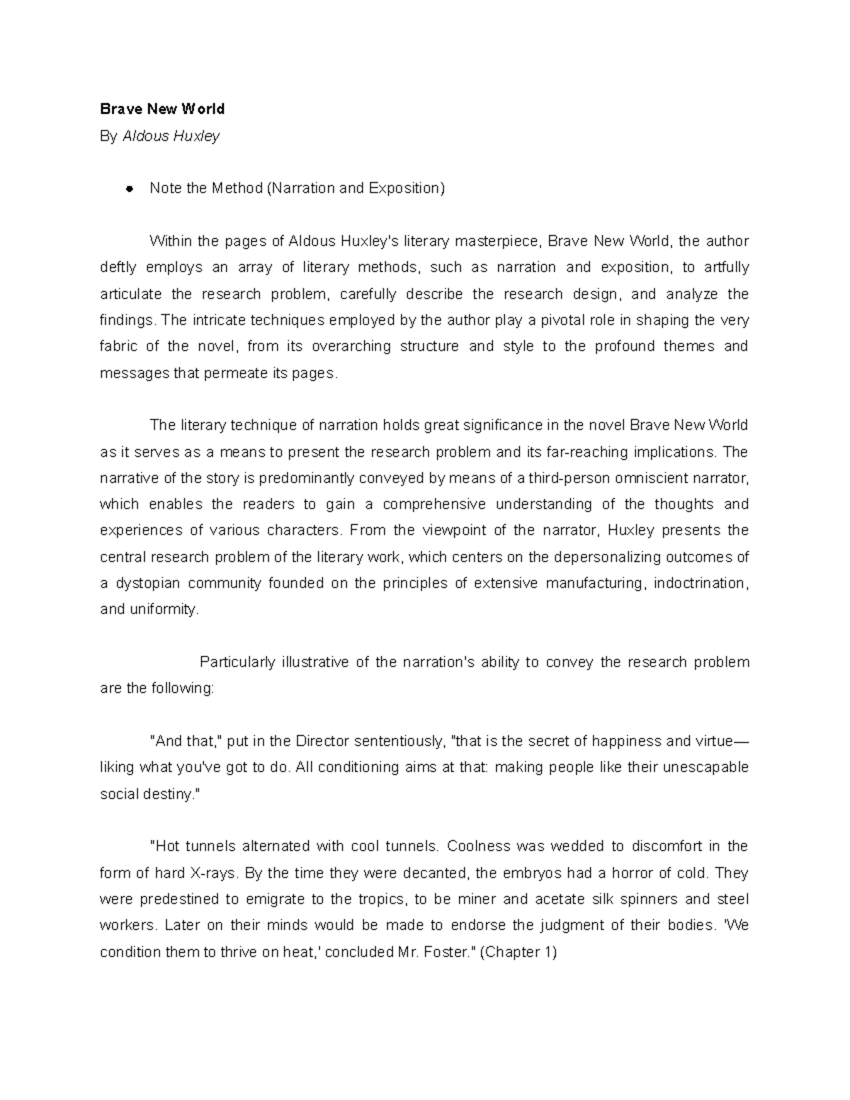 Brave New World - sfsf - Brave New World By Aldous Huxley Note the ...