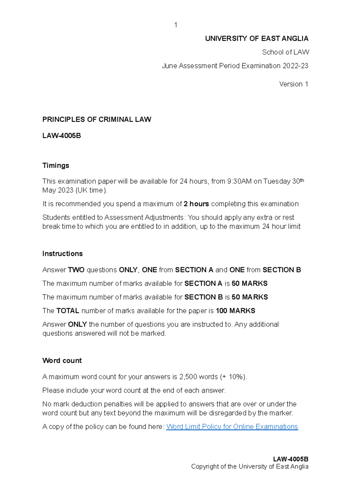 Formatted LAW-4005B-2023-OFS-JUNE-V1 - 1 UNIVERSITY OF EAST ANGLIA ...