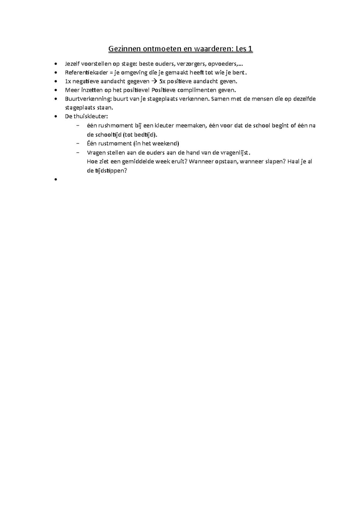 GOW Les 1 - Samenvatting uit de eerste les. - Gezinnen ontmoeten en ...