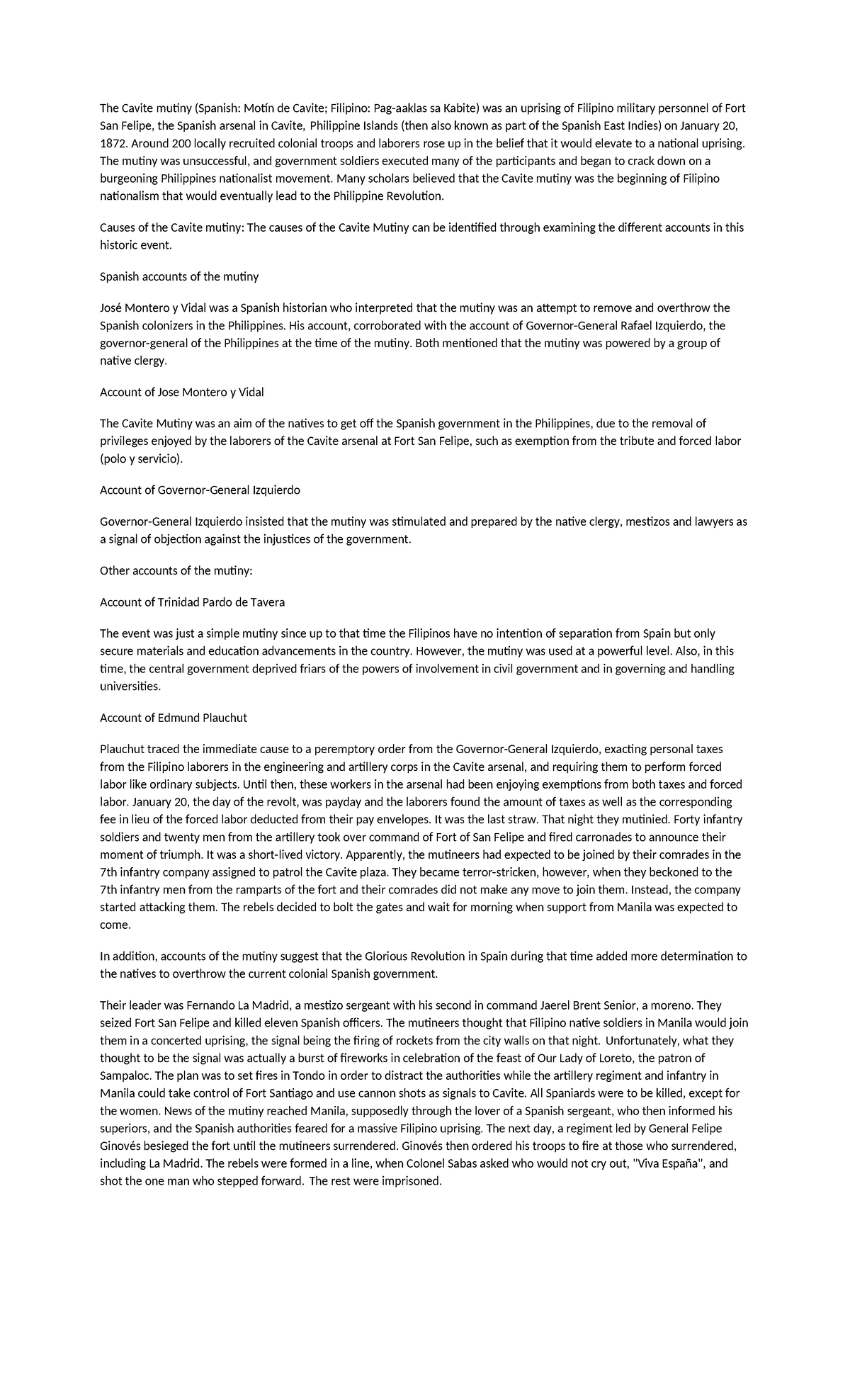 The-Cavite-mutiny - reviewer - The Cavite mutiny (Spanish: Motín de ...