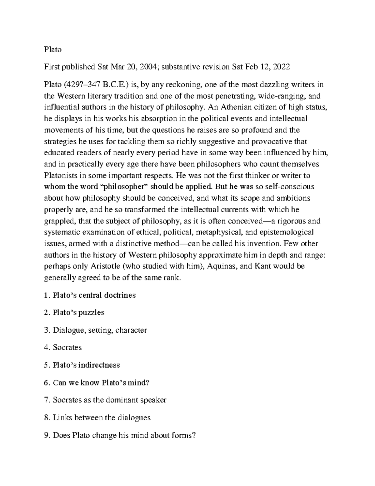 Plato - Plato First published Sat Mar 20, 2004; substantive revision ...