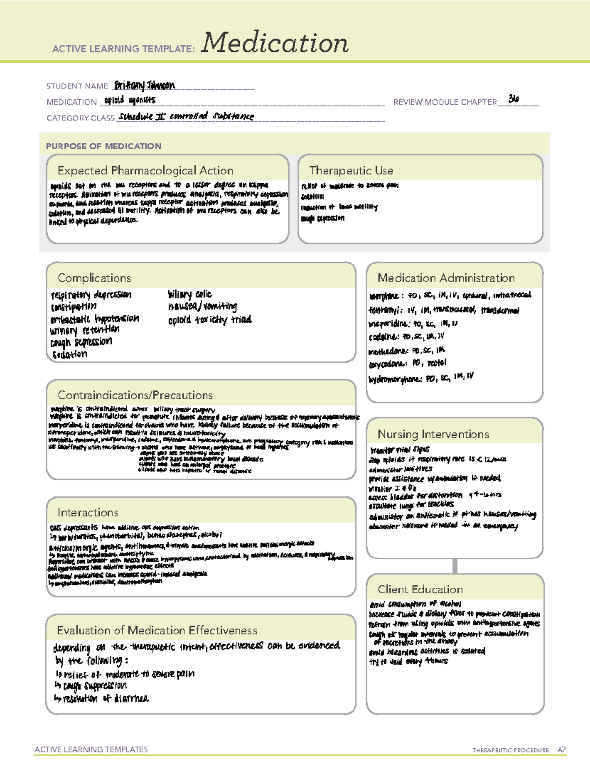 MED opioids - ATI - NO 220 - StuDocu