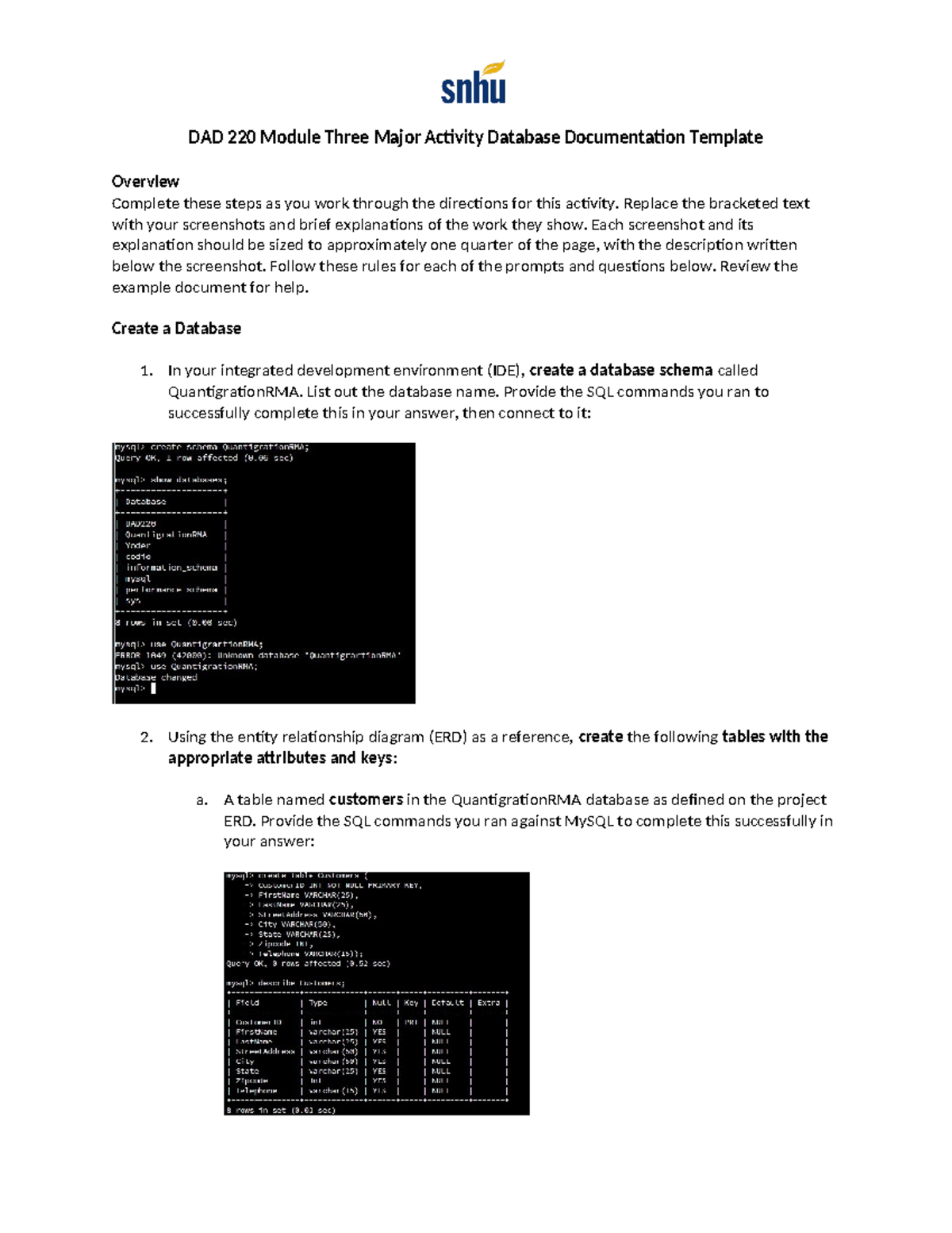 DAD 220 Module Three Major Activity Database Assignment - DAD 220 Module Three Major Activity ...