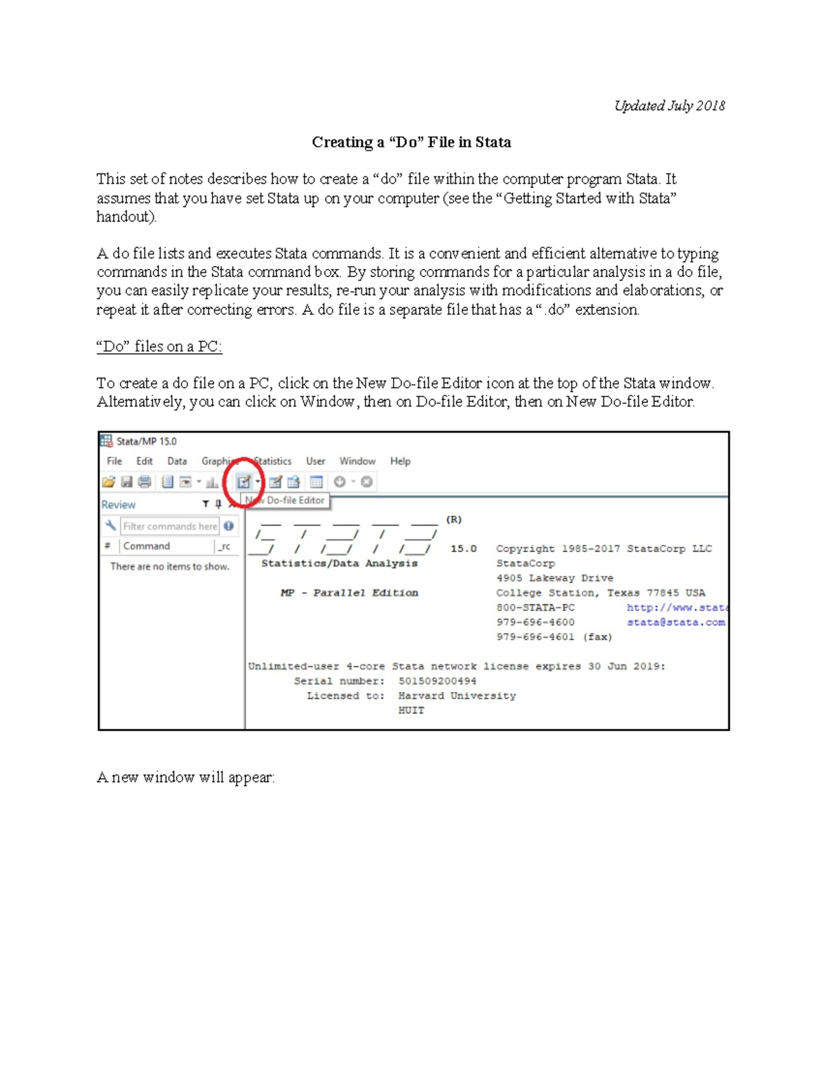 Creating a do file - Instruction - Updated July 2018 Creating a “Do ...
