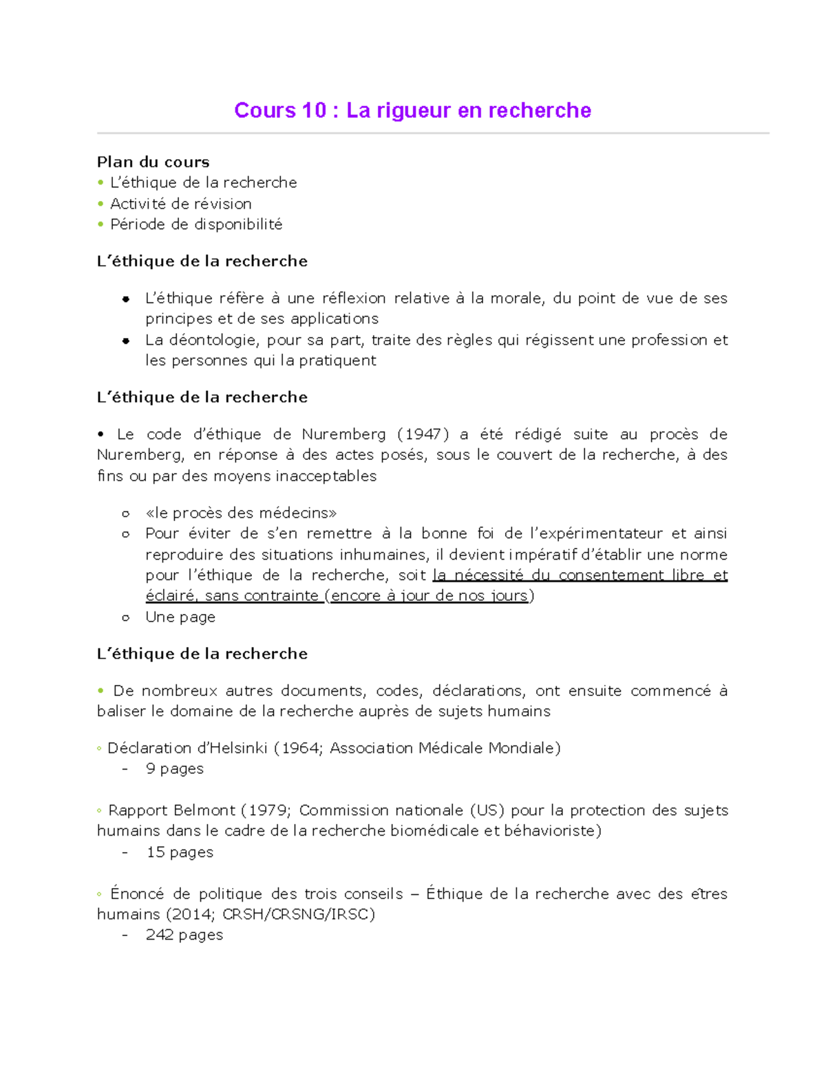 Cours 10 La rigueur en recherche - Cours 10 : La rigueur en recherche ...