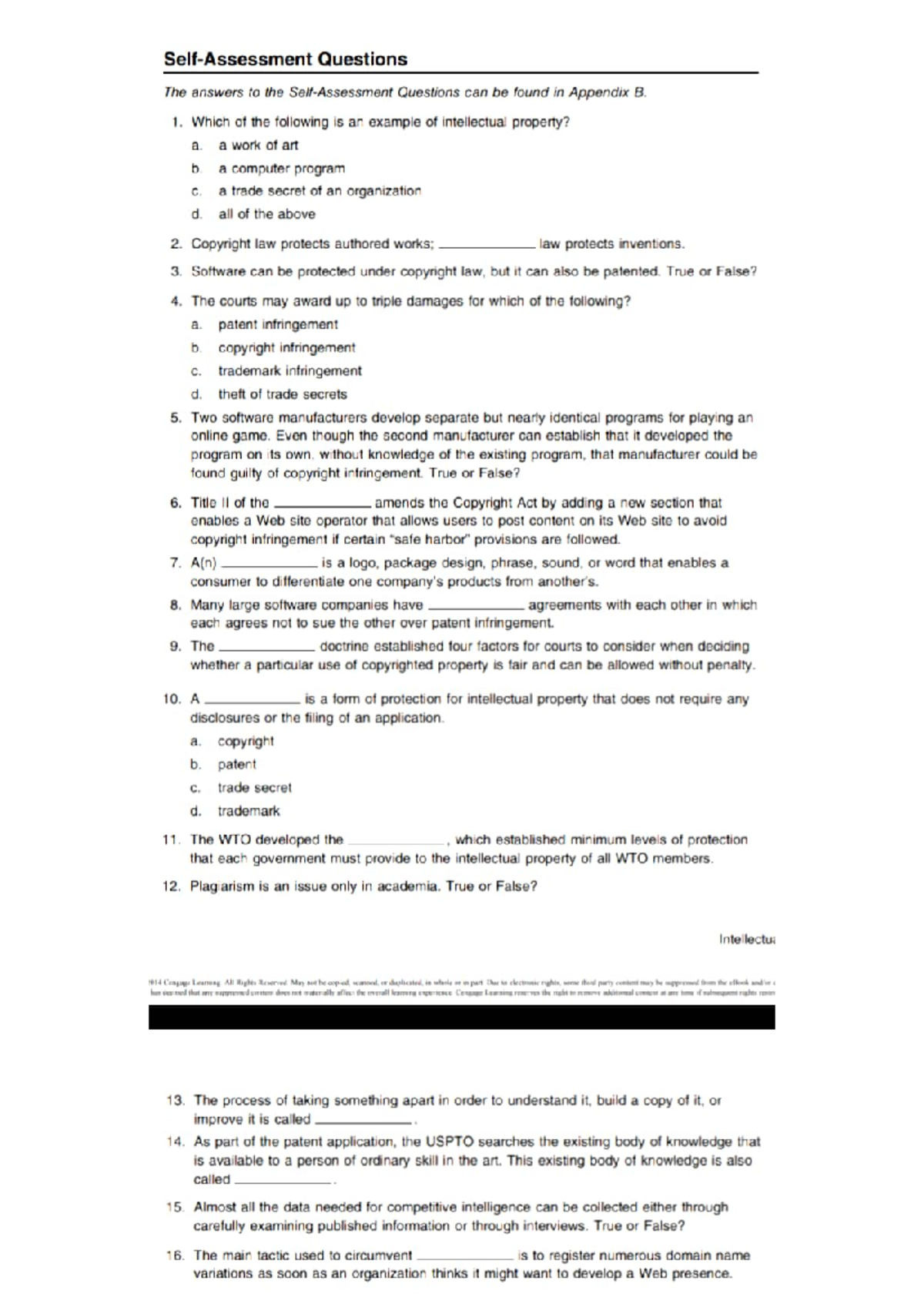 Ch 4 intellectual property mcq - Ethics - Studocu