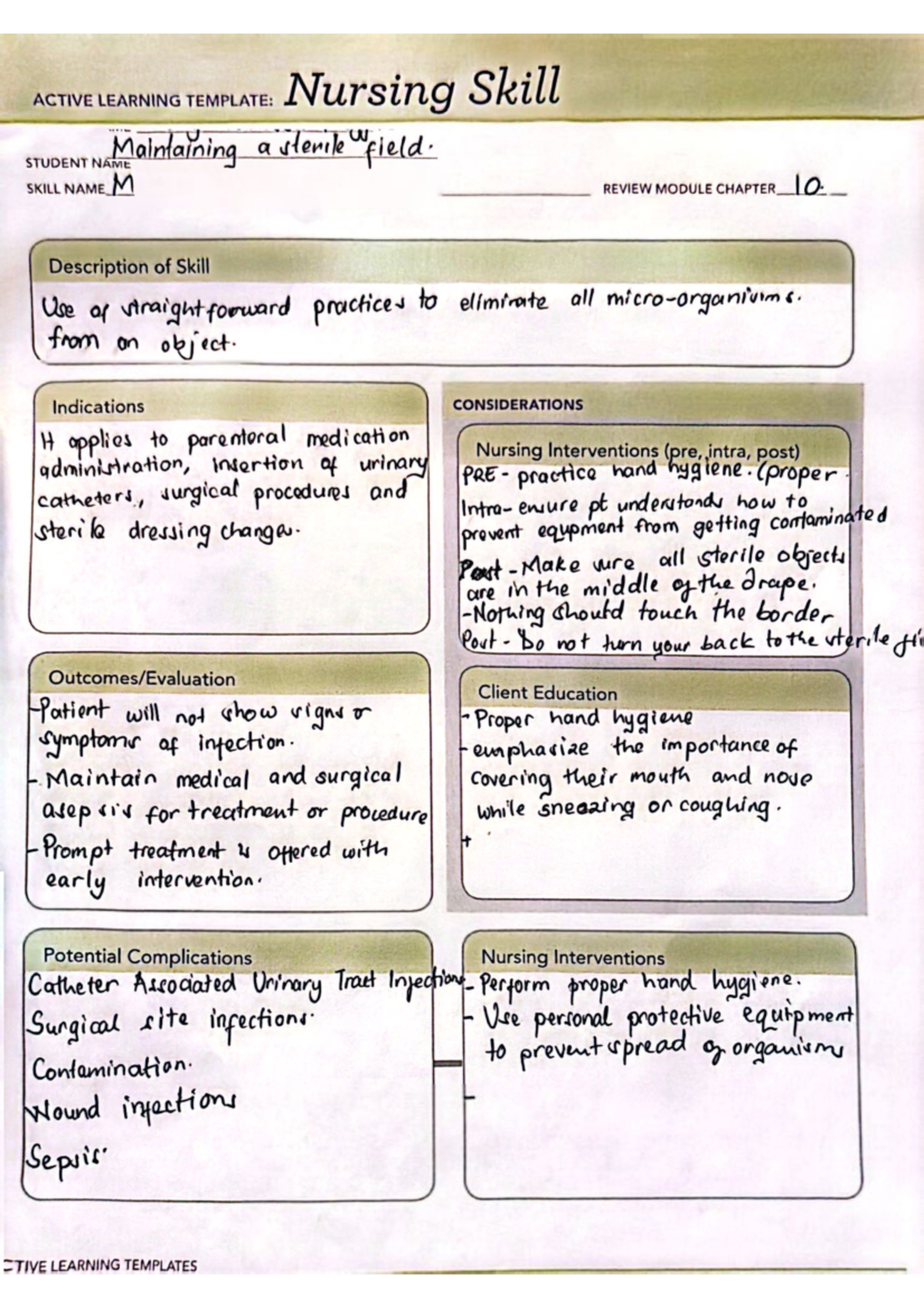 organization template 1 - ACTIVE LEARNING TEMPLATE: Nursing Skill ...