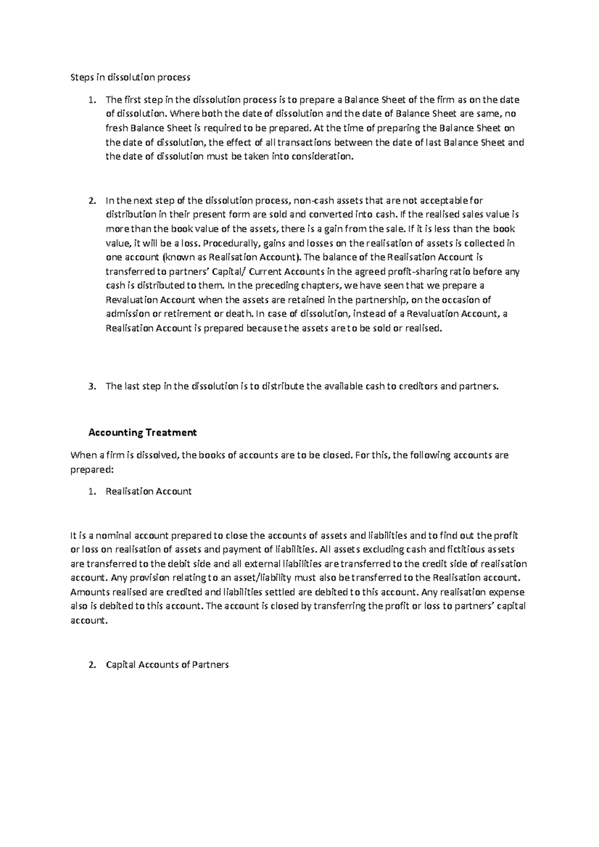 Dissolution accounting treatment - Steps in dissolution process The ...