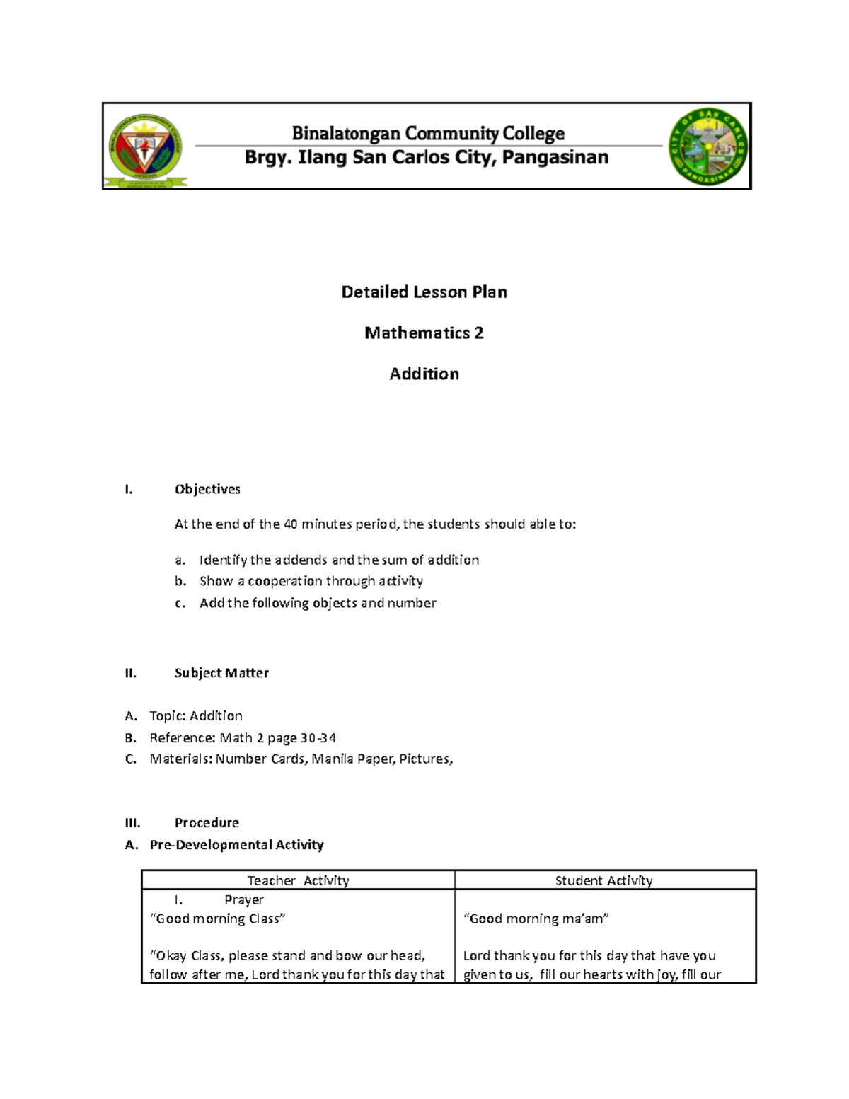 Caranto,eljhay D. Beed 2c (detailed Lesson Plan) - Detailed Lesson Plan