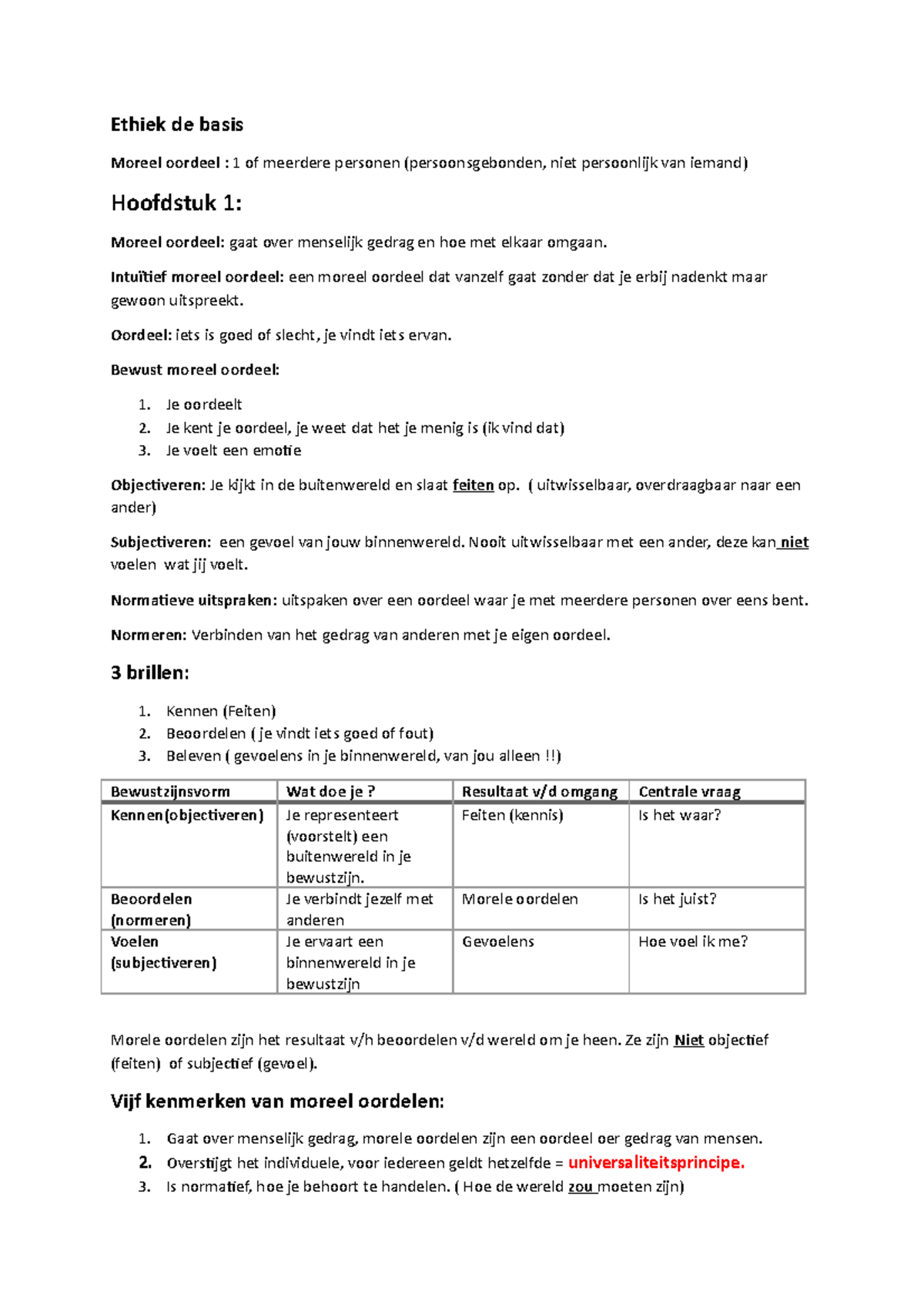 Aantekeningen Ethiek de basis hfd 1 - Ethiek de basis Moreel oordeel : 1 of meerdere personen ...