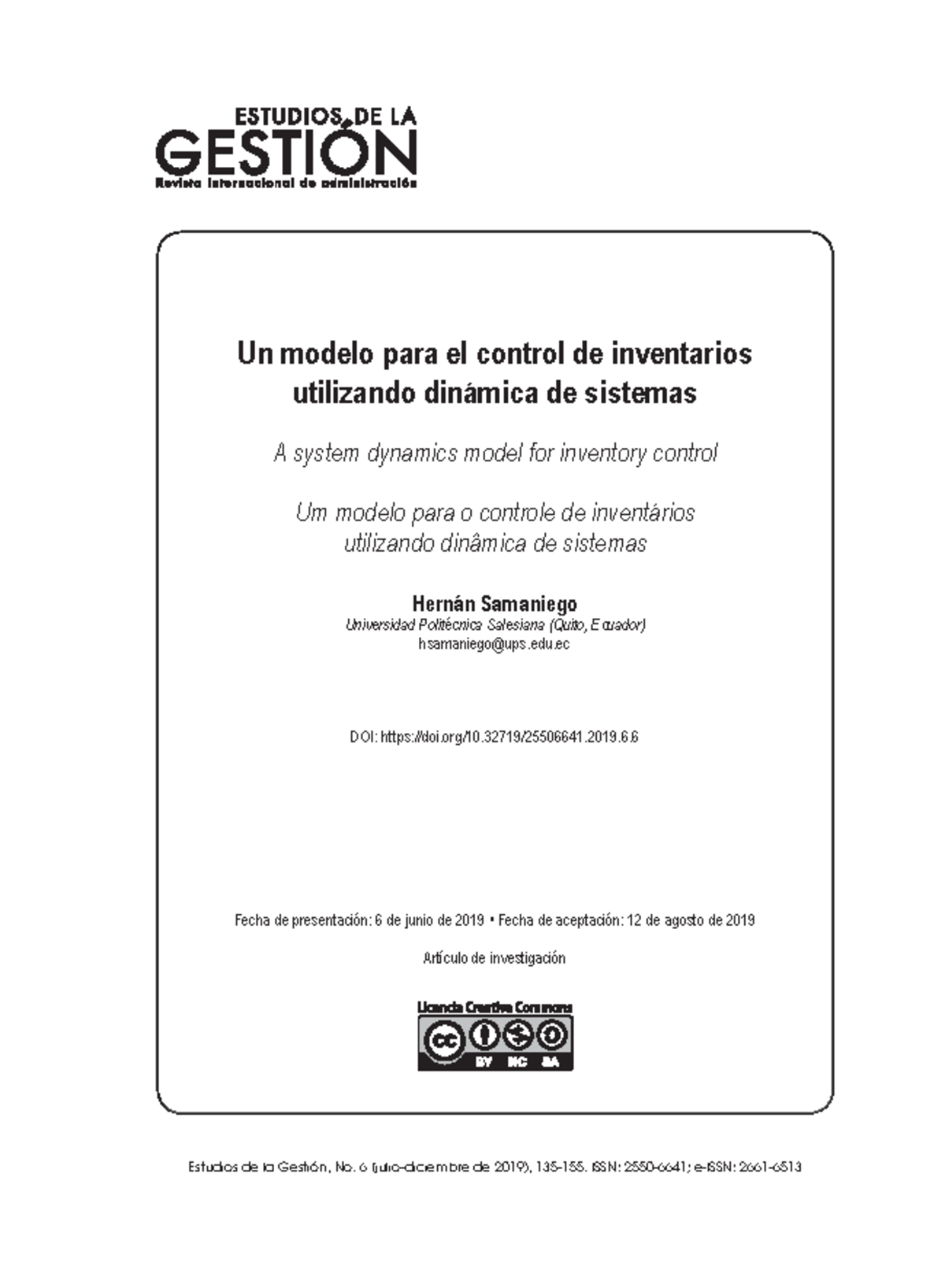Un modelo para el control de inventarios utilizando dinámica de ...