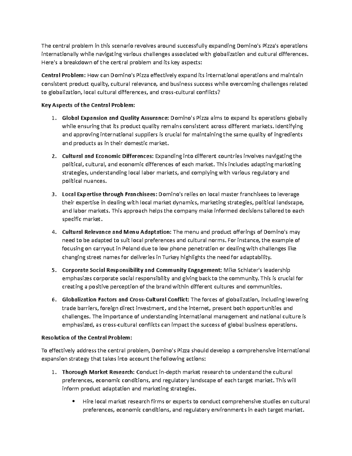 Central Problem - LOAMX - The central problem in this scenario revolves ...