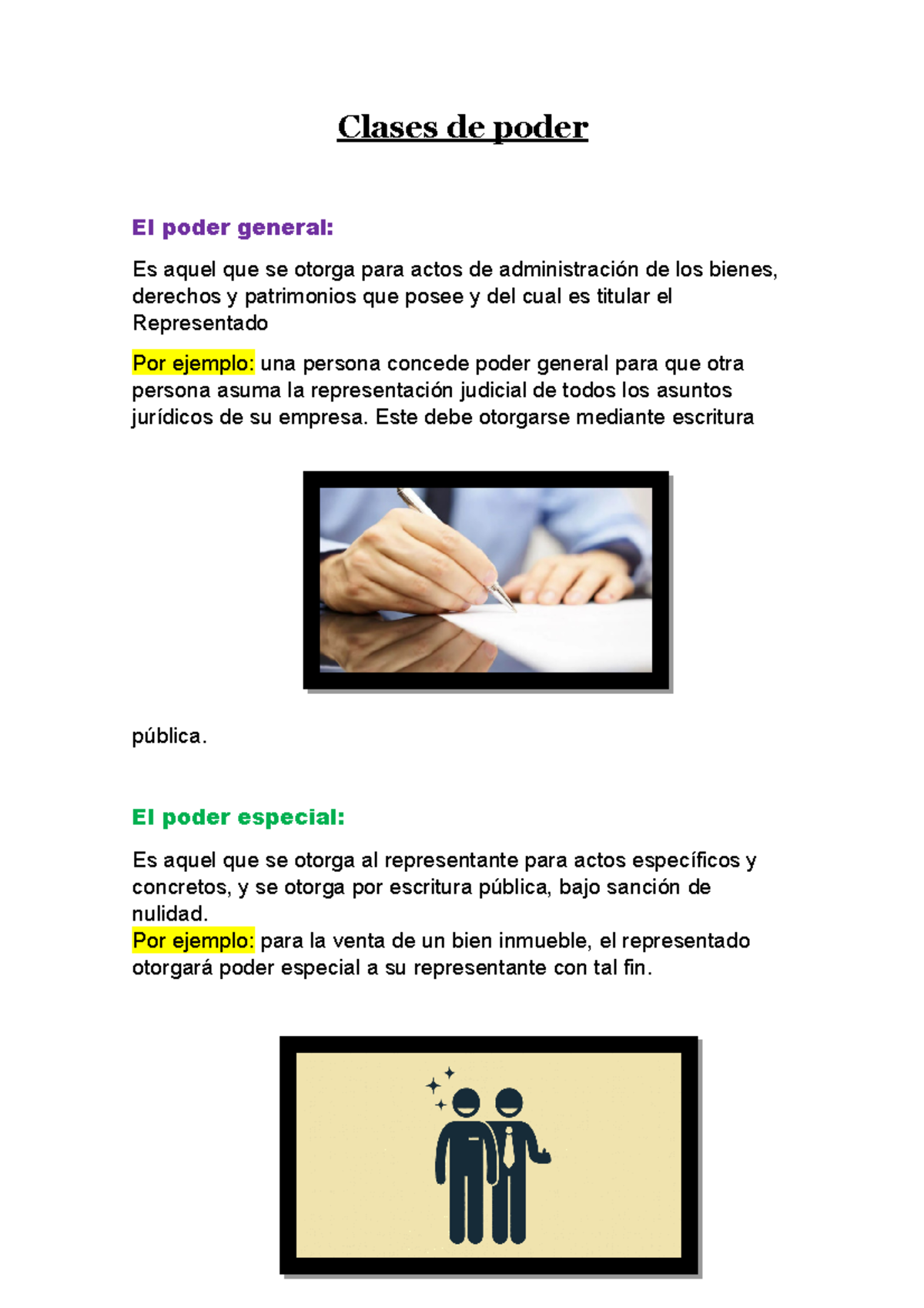 Clases de poder - ayuda - Clases de poder El poder general: Es aquel que se otorga para actos de ...