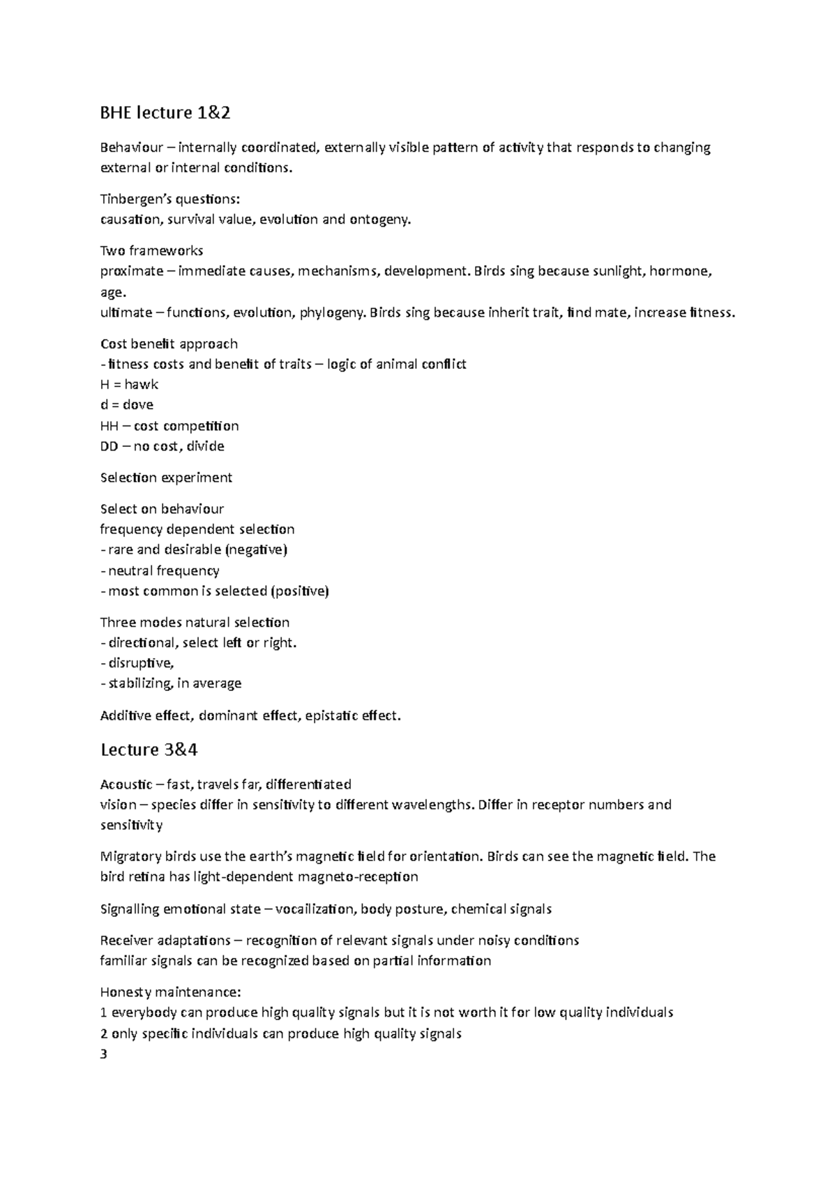 Lectures Lecture Notes Bhe Lecture 1and Behaviour Internally Coordinated Externally Visible