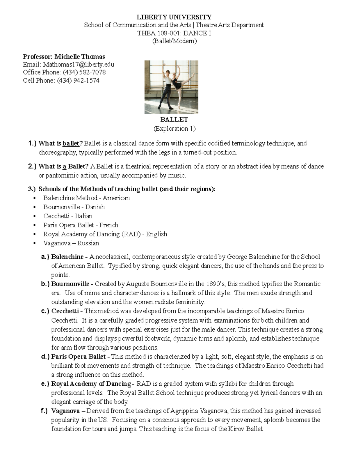 Ballet Exploration One - School of Communication and the Arts | Theatre ...