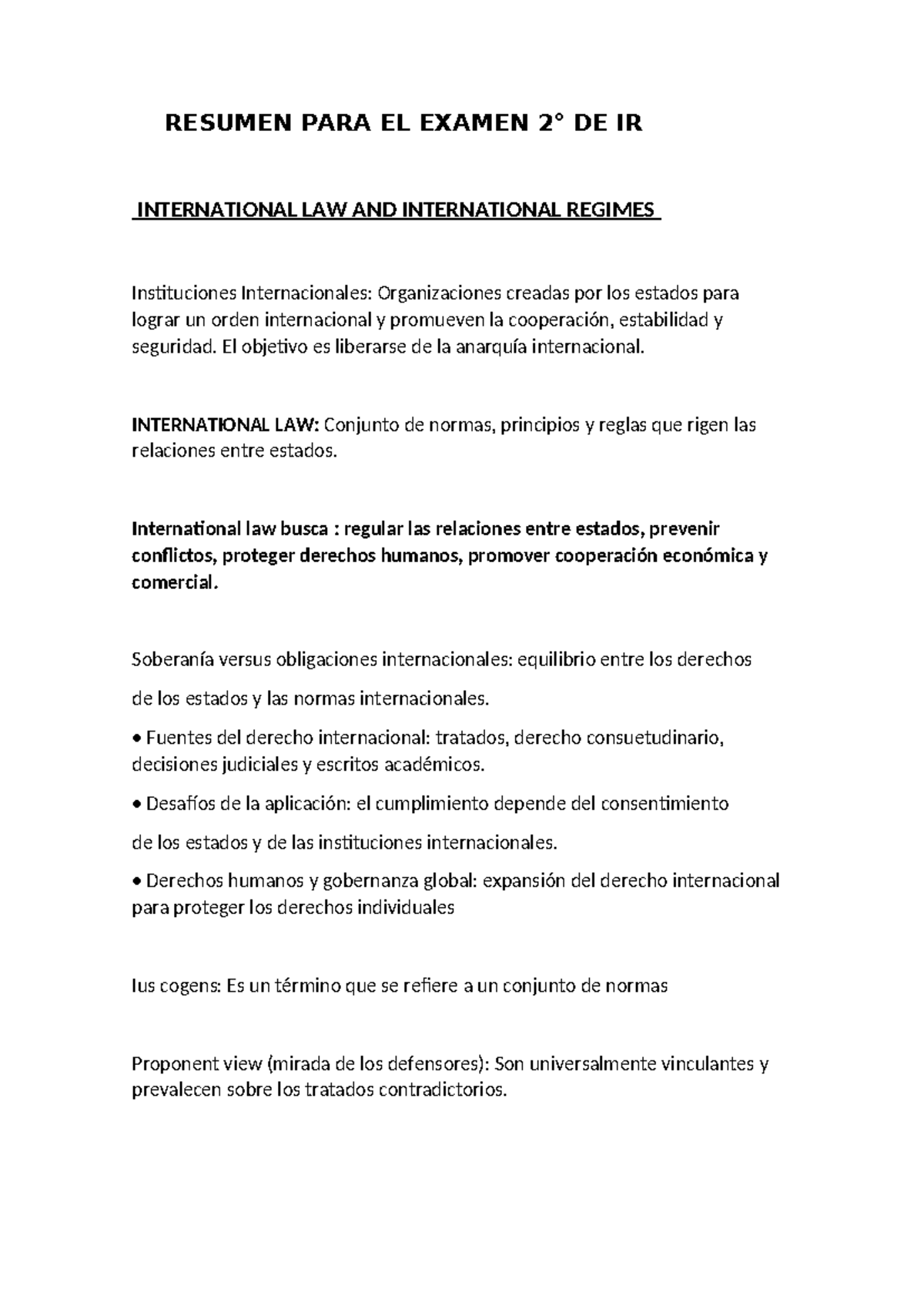 Examen INTER.RELATIONS 2 - RESUMEN PARA EL EXAMEN 2° DE IR ...
