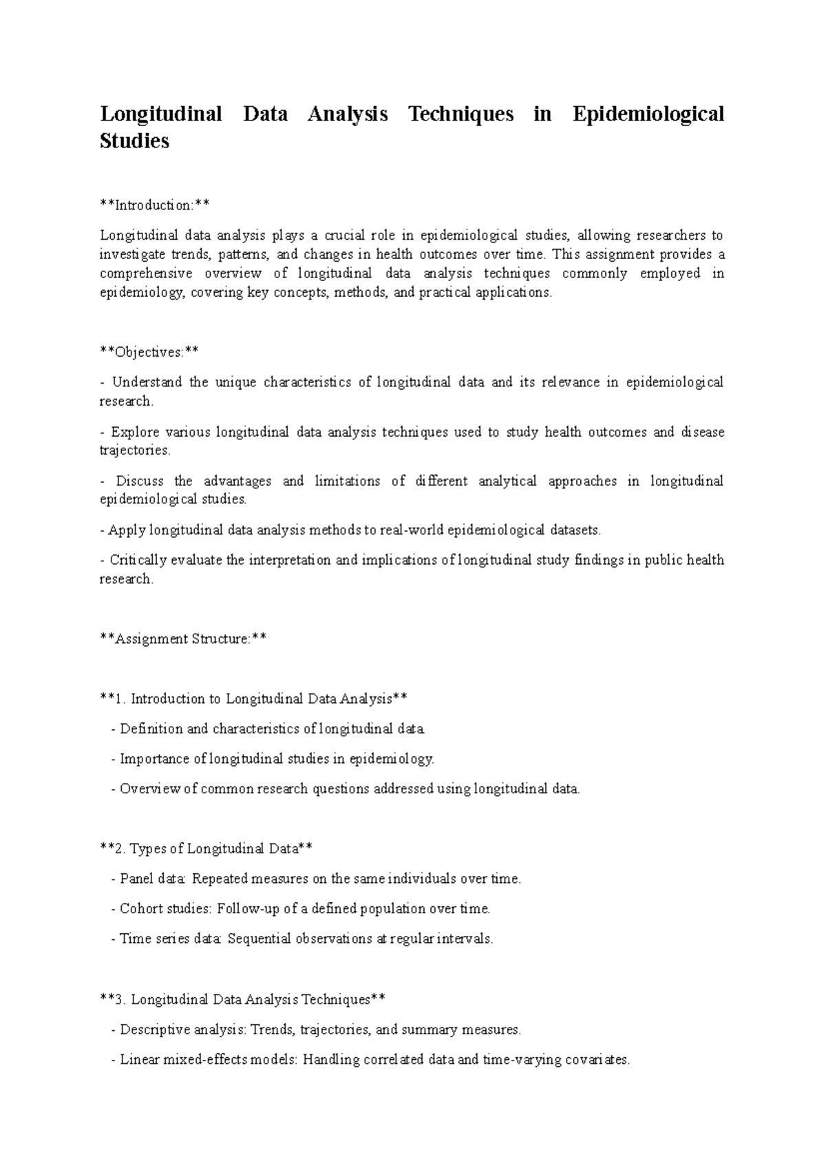 Longitudinal Data Analysis Techniques in Epidemiological Studies - Longitudinal Data Analysis ...
