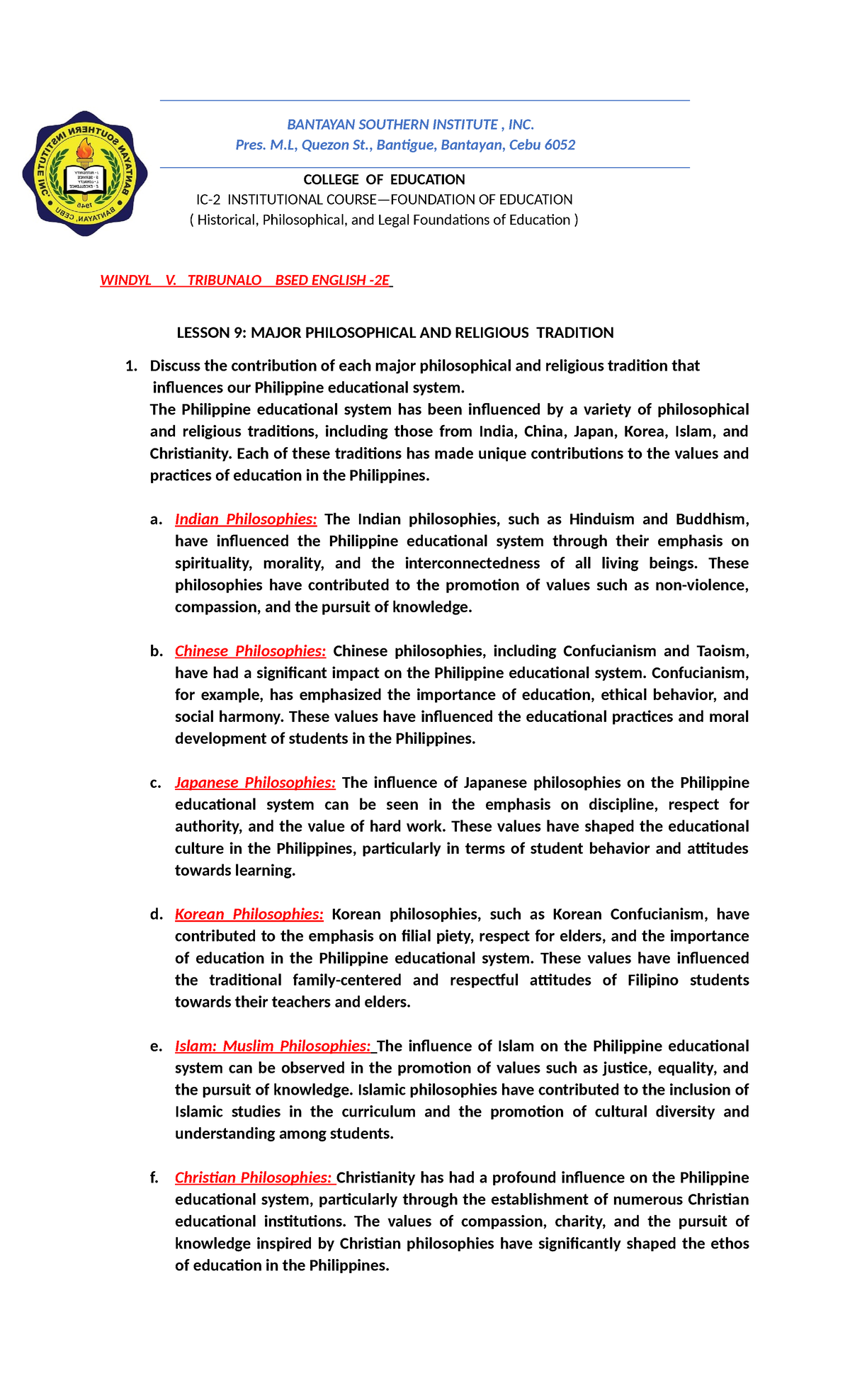 IC2- Lesson 9 - Very useful - BANTAYAN SOUTHERN INSTITUTE , INC. Pres ...