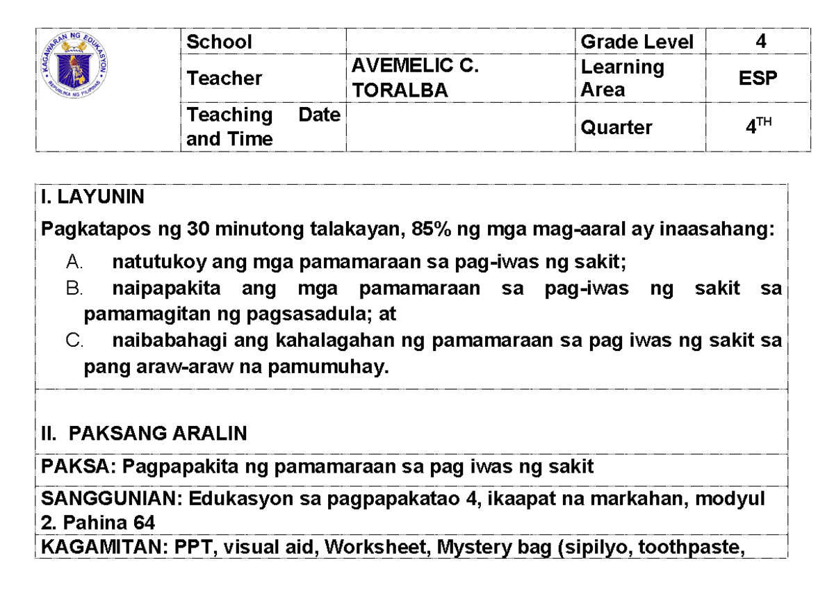 AVE-Final - This will help you to have an idea in making your detailed ...