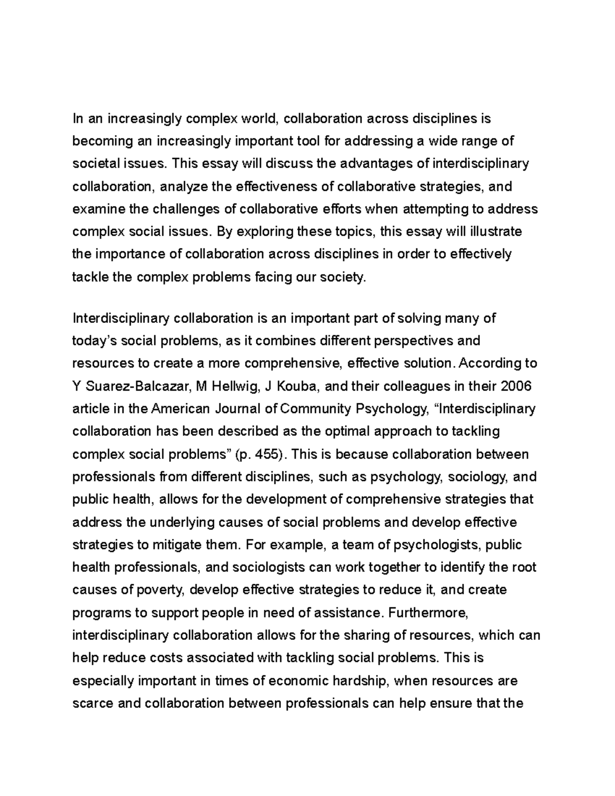 Collaboration Across Disciplines To Address Complex Societal Issues
