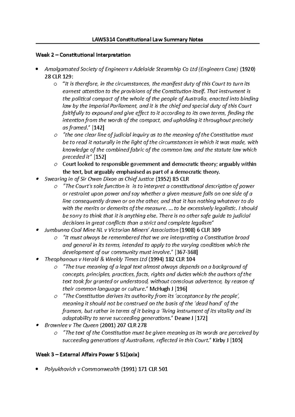 LAWS314 Constitutional Law Summary Notes - That instrument is the ...