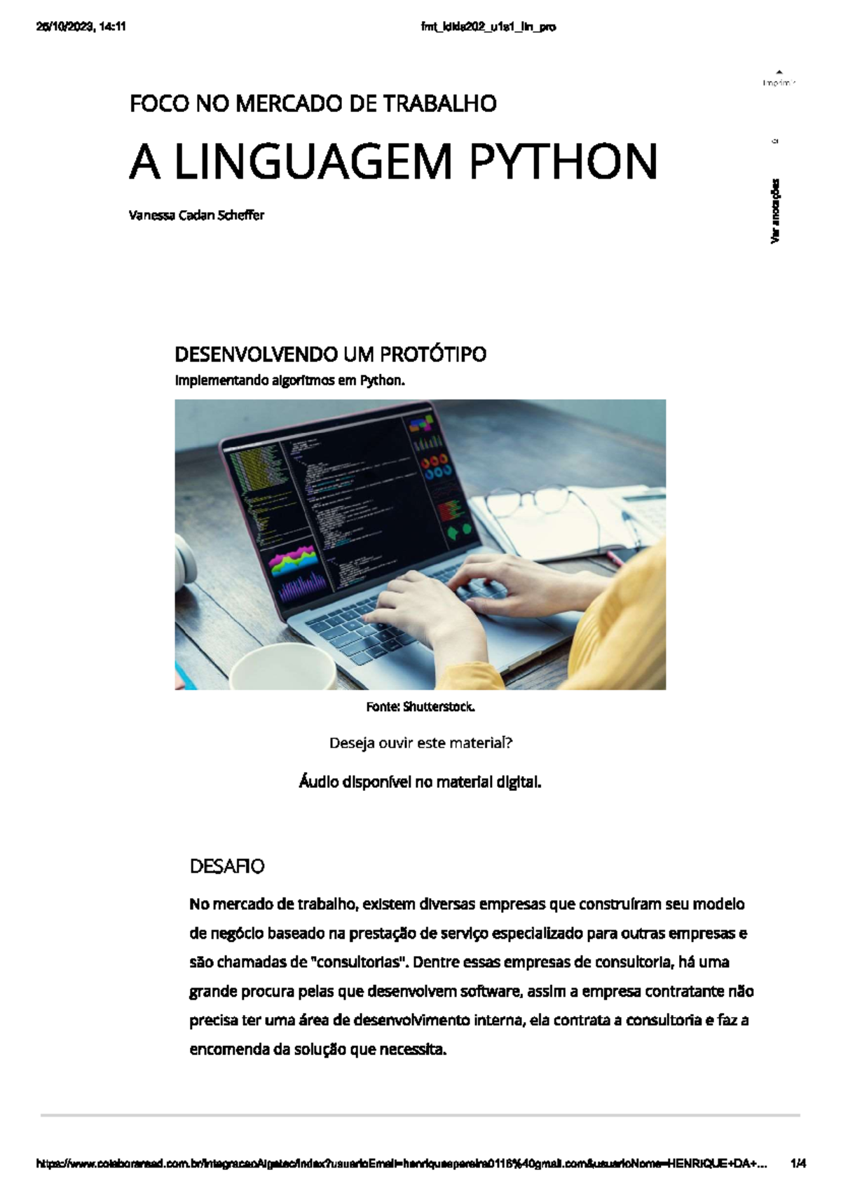 Aula 2 - Linguagem de Programação - Studocu