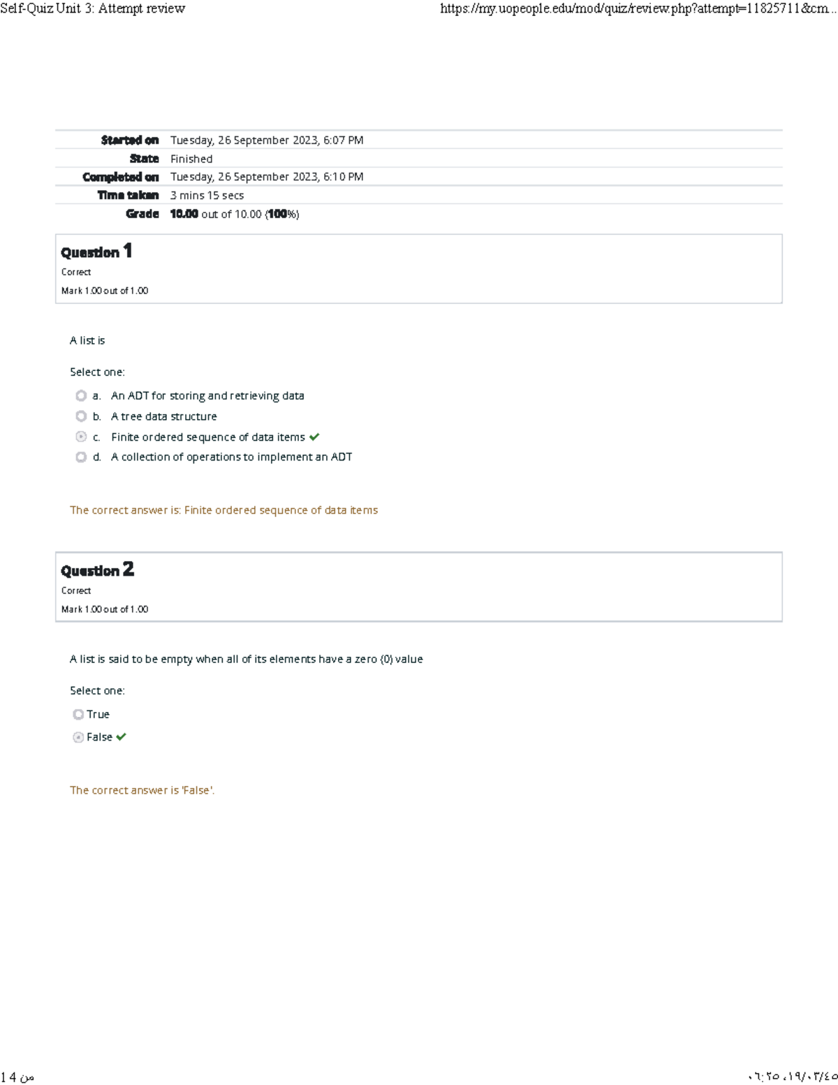 Self-Quiz Unit 3 Attempt review - Tuesday, 26 September 2023, 6:07 PM ... Self-Quiz Unit 3 Attempt review - Tuesday, 26 September 2023, 6:07 PM ...