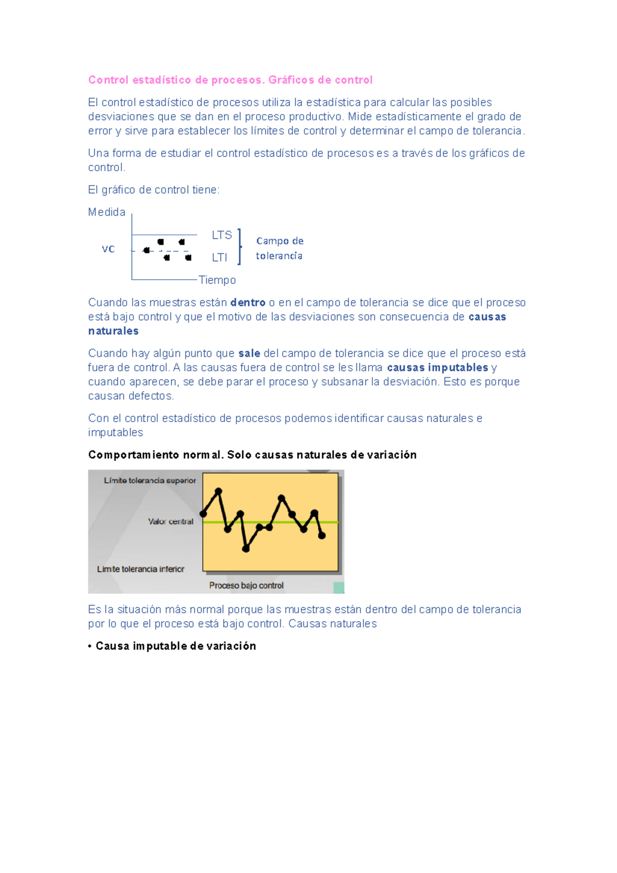 Producción - Control estadístico de procesos. Gráficos de control El ...