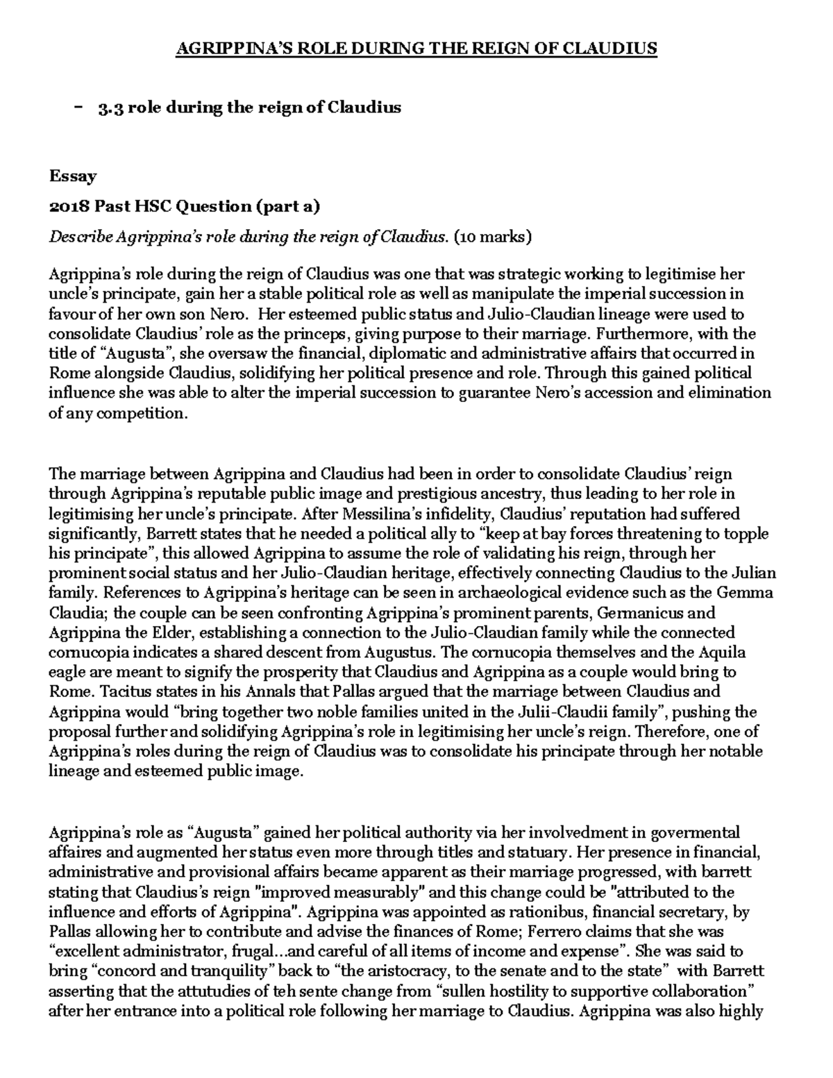 3.3 Role During the Reign of Claudius - activities - AGRIPPINA’S ROLE ...