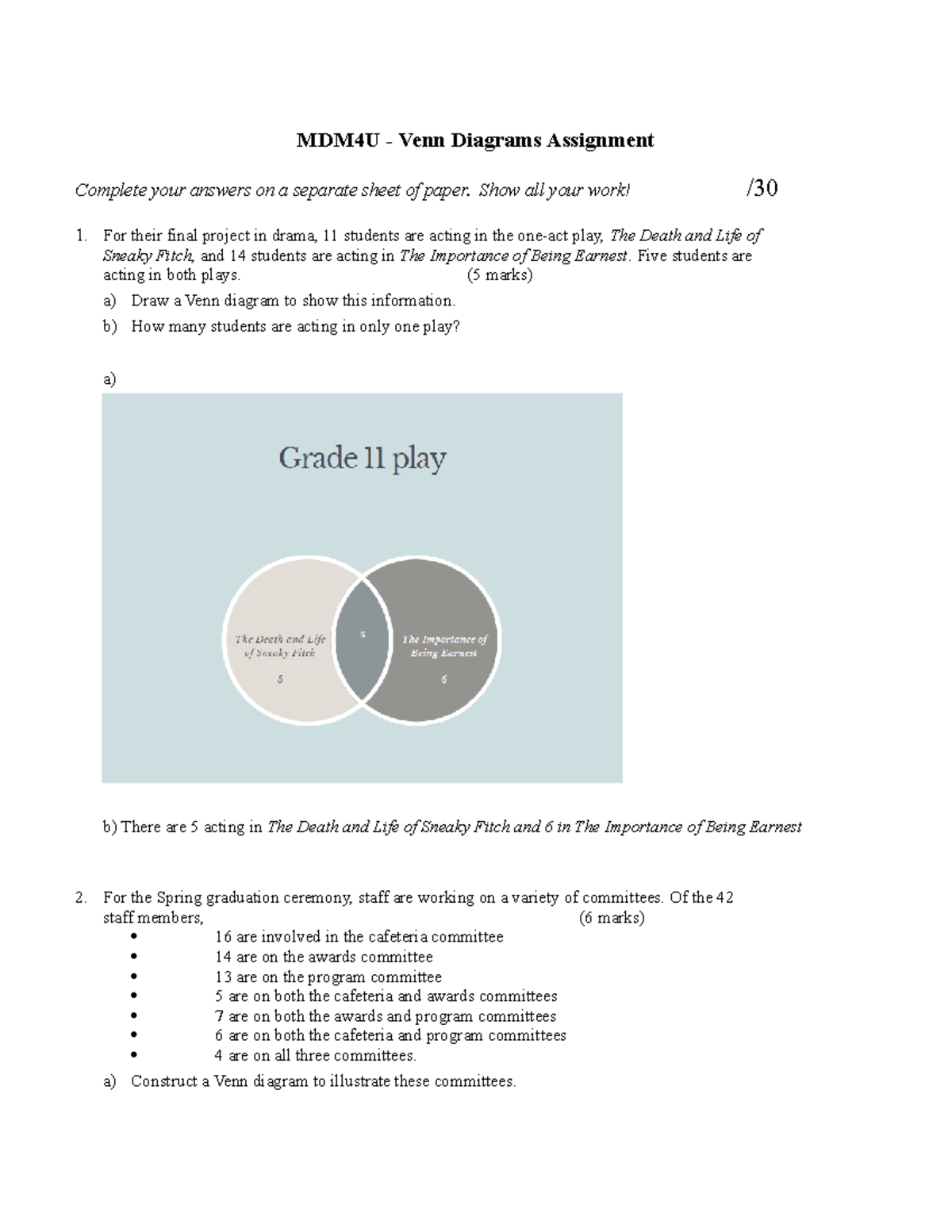 Venn final Revised - Venn Diagram from Grade 12 Data management - MDM4U ...