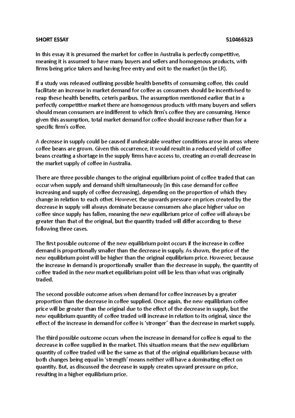 Micro Short Essay - SHORT ESSAY 510466323 In this essay it is presumed ...