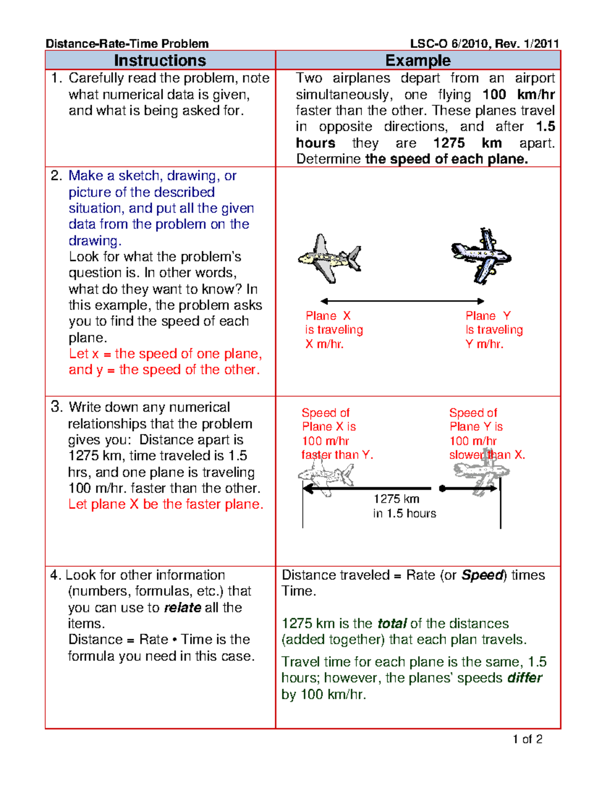 Distance-rate-time - These are helpful - Distance-Rate-Time Problem LSC ...